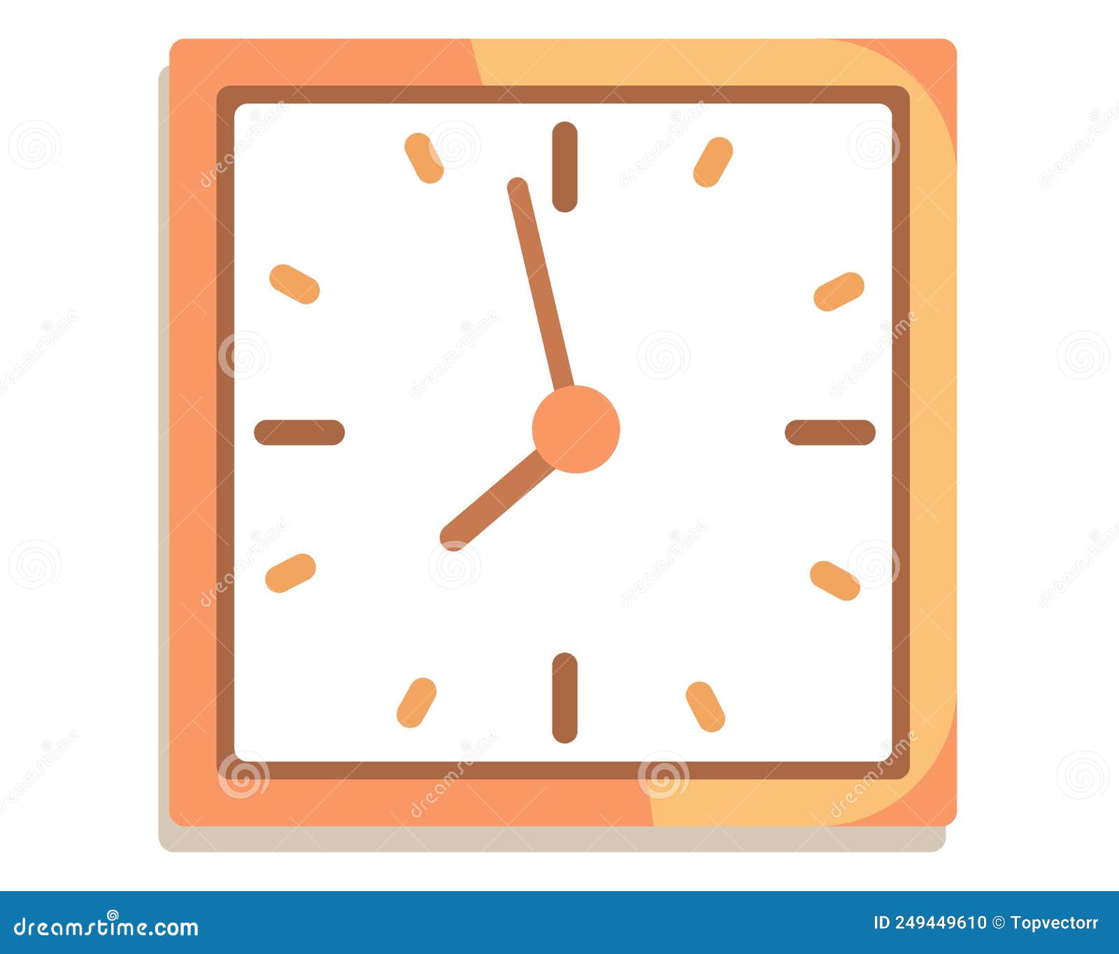 Simple Realistic Clock in Yellow Frame. Watch Hanging on Wall Stock ...