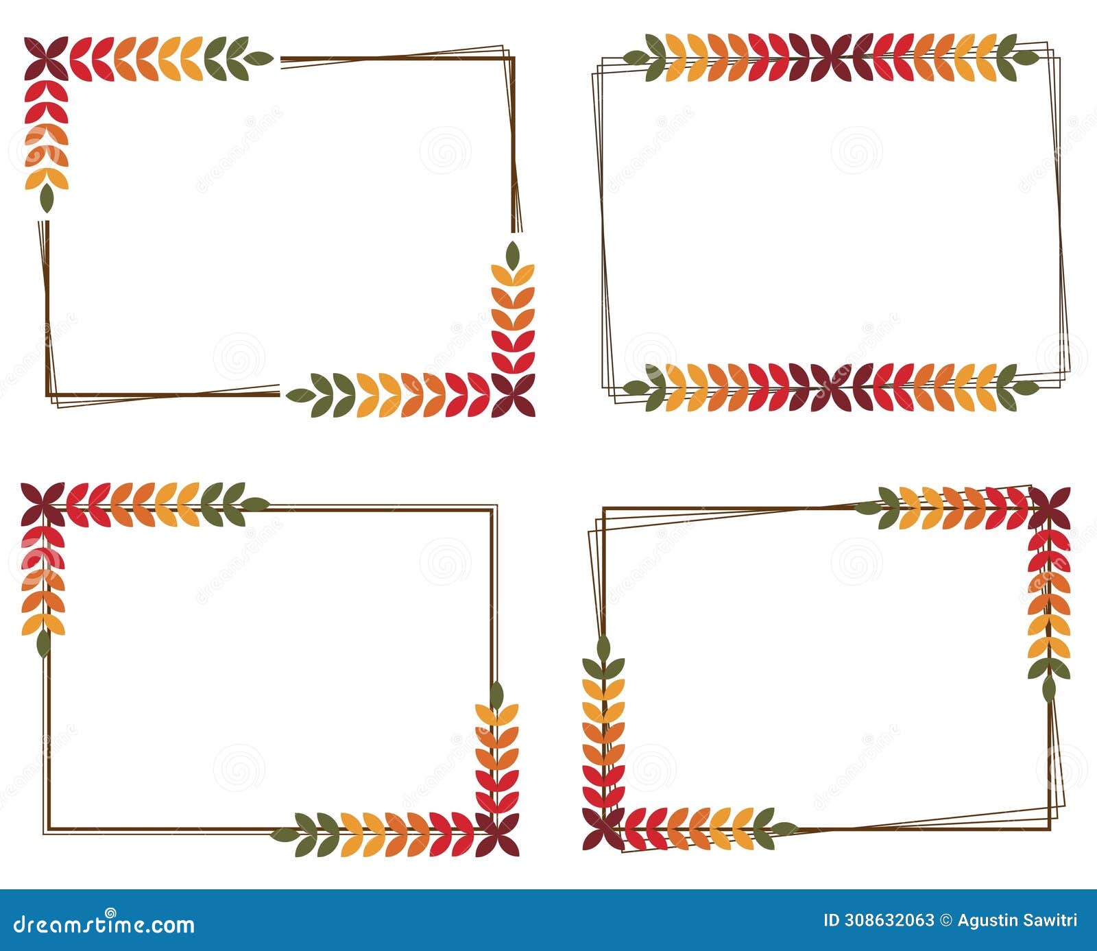 Simple Rectangle Square Border Frame with Deep Autumn Leaves Colors ...