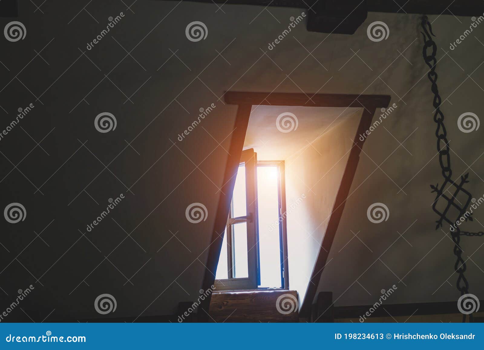Simple Rectangular Attic Window Inside the Building Stock Image - Image ...