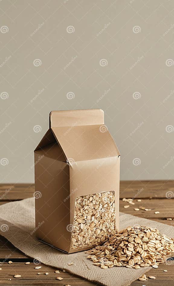 A Box of Oats Sitting on a Table Stock Illustration - Illustration of ...
