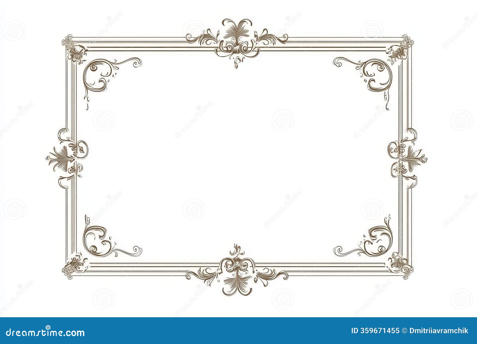 A Simple Rectangular Frame for Images or Photos, Featuring a White ...