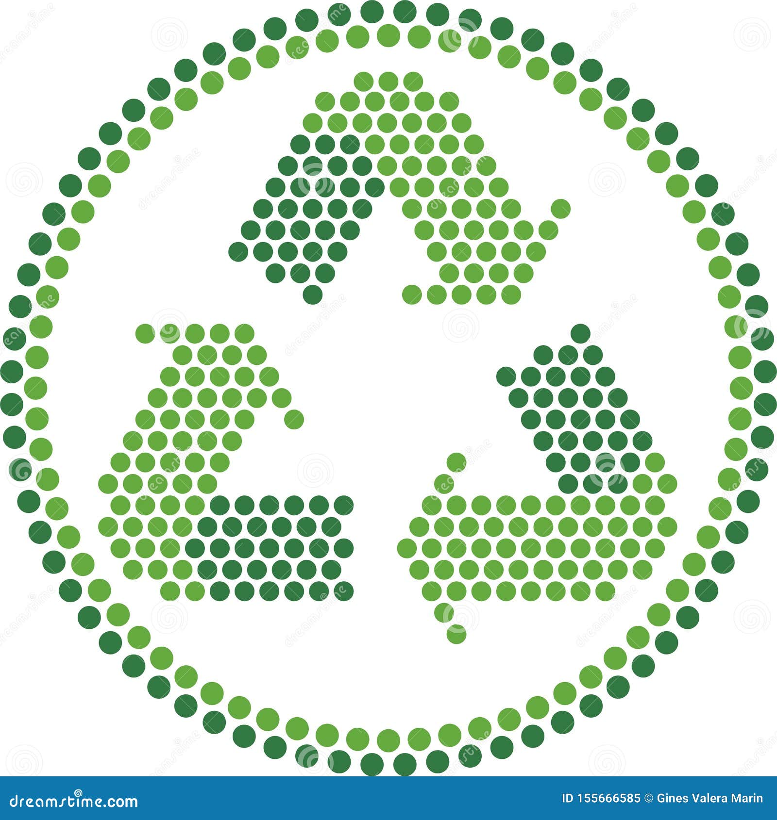 Simple Recycle Symbol into a Circle Made by Small Dots. Stock Vector ...