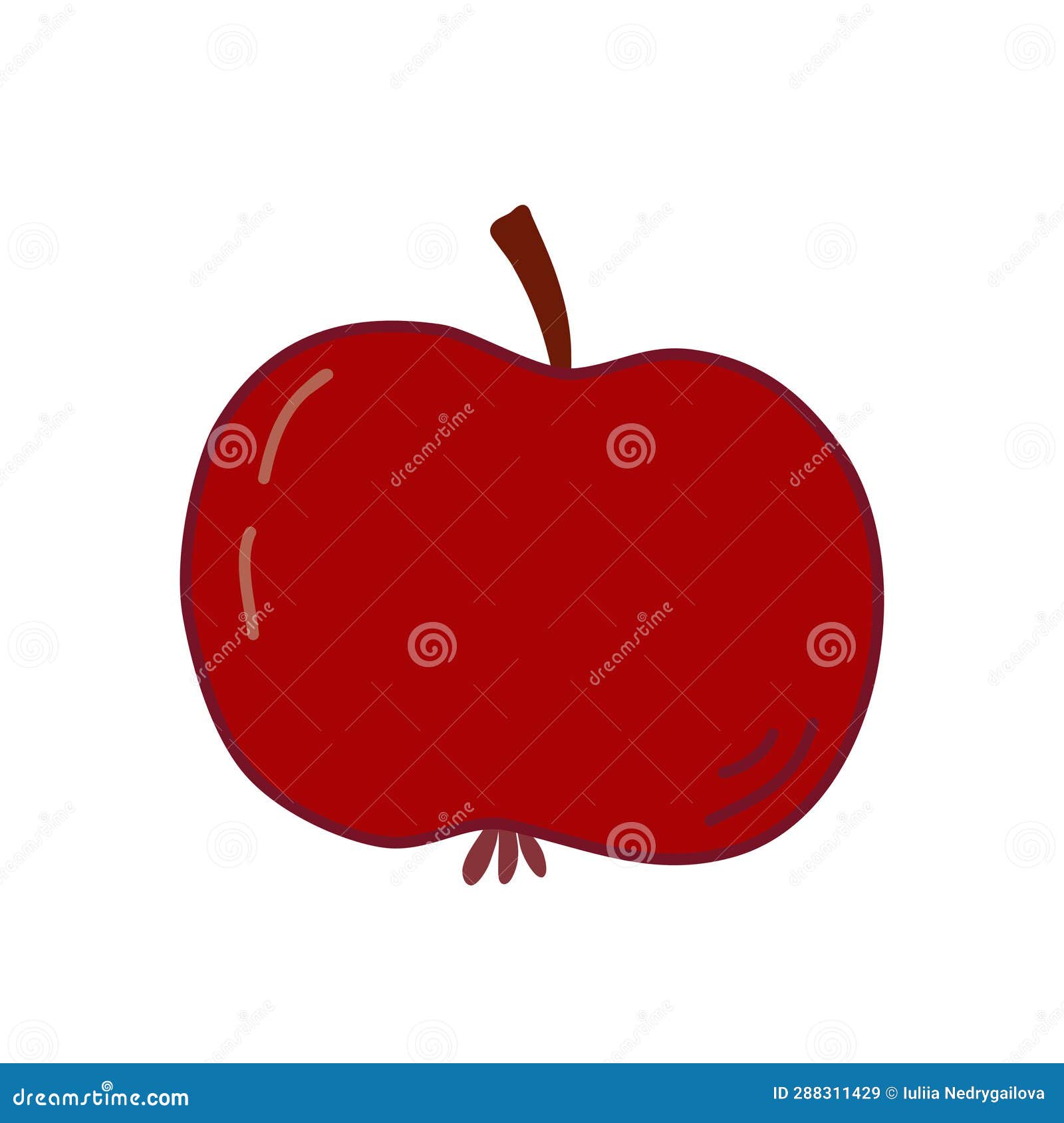 Simple Red Apple, Doodle Style Flat Vector Stock Vector - Illustration ...