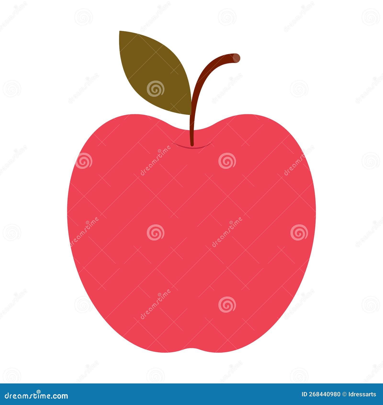 Simple Red Apple in Flat Design, Fruit Icon Stock Vector - Illustration ...