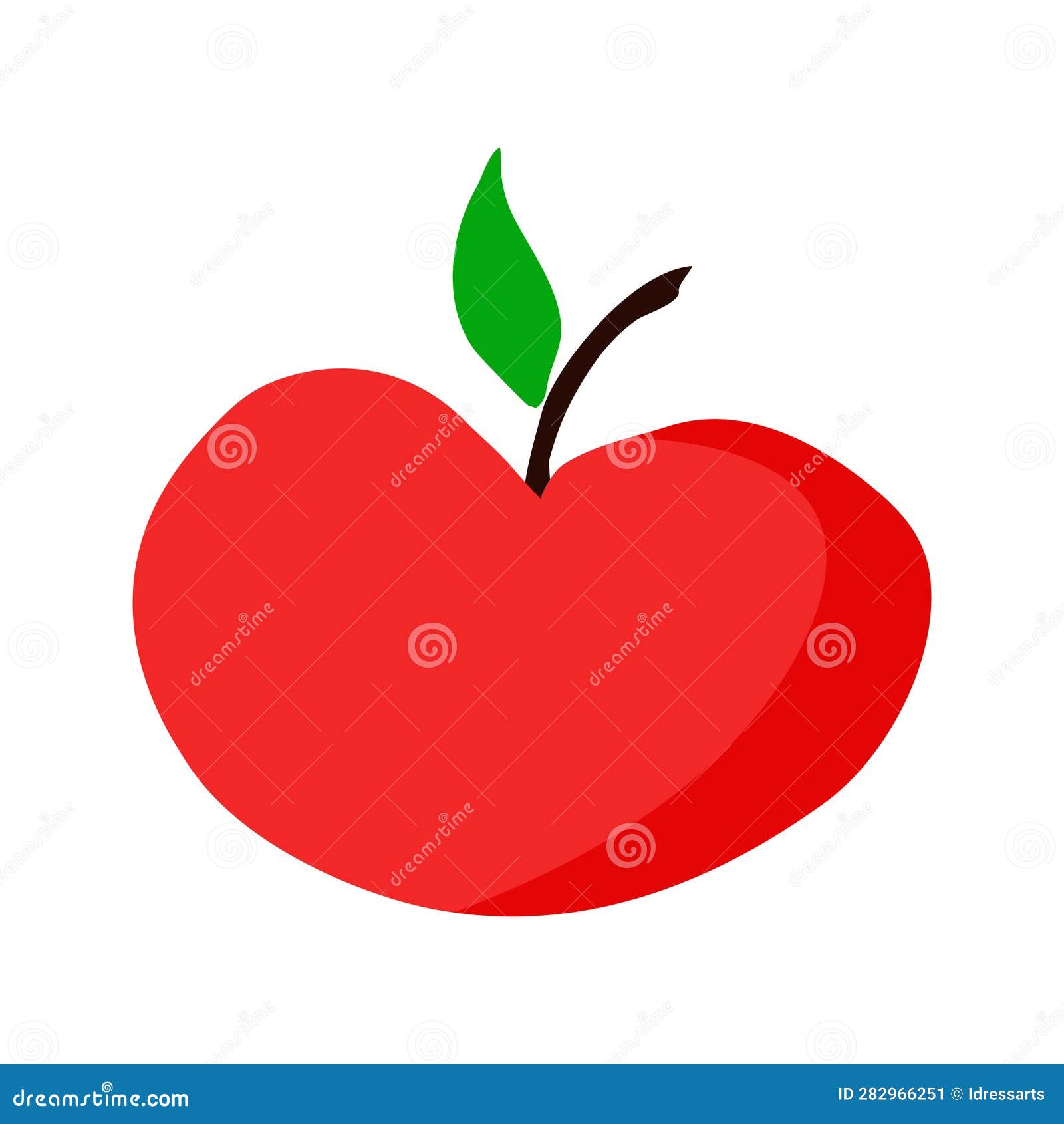 Simple Red Apple in Flat Style. Hand Drawn Stock Vector - Illustration ...