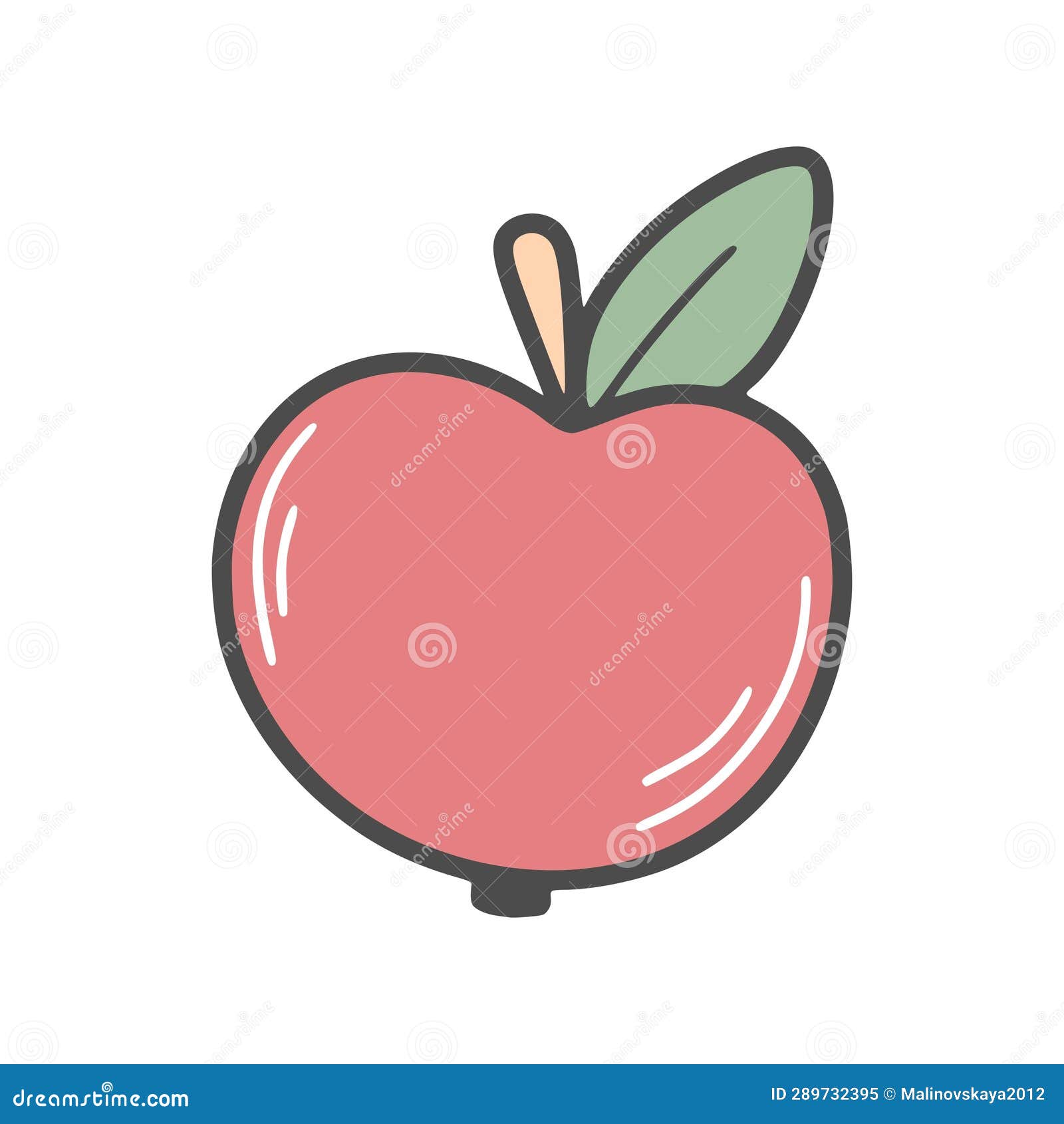 Simple Red Apple Hand Drawn Illustration Stock Vector - Illustration of ...