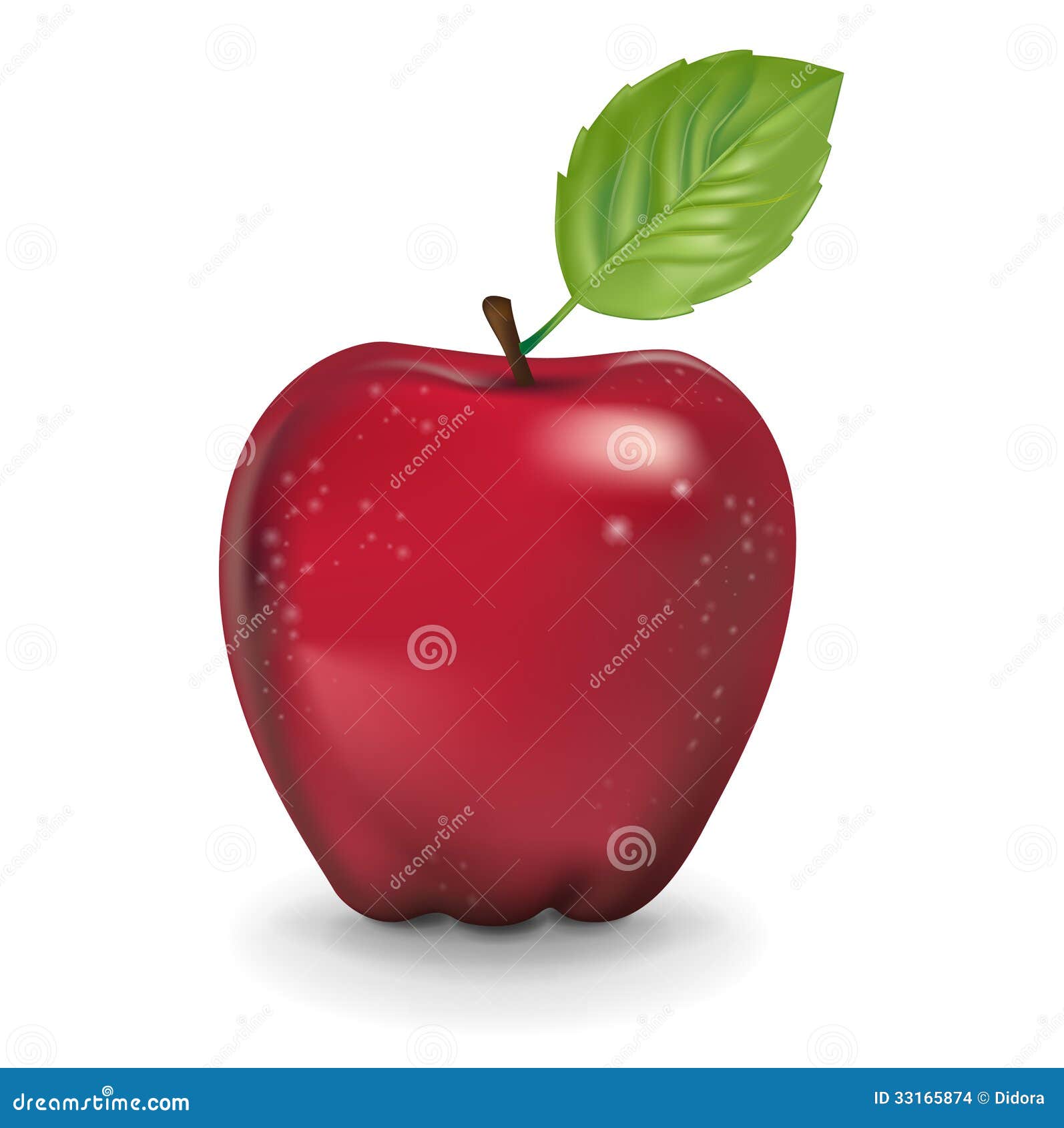 Simple Red Apple Isolated on White Stock Vector - Illustration of diet ...