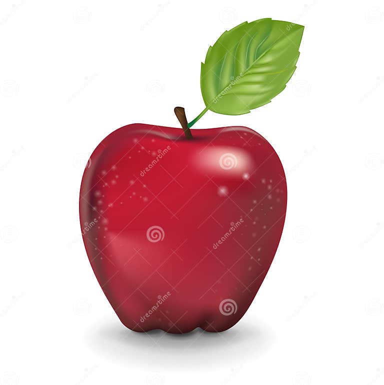 Simple Red Apple Isolated on White Stock Vector - Illustration of diet ...