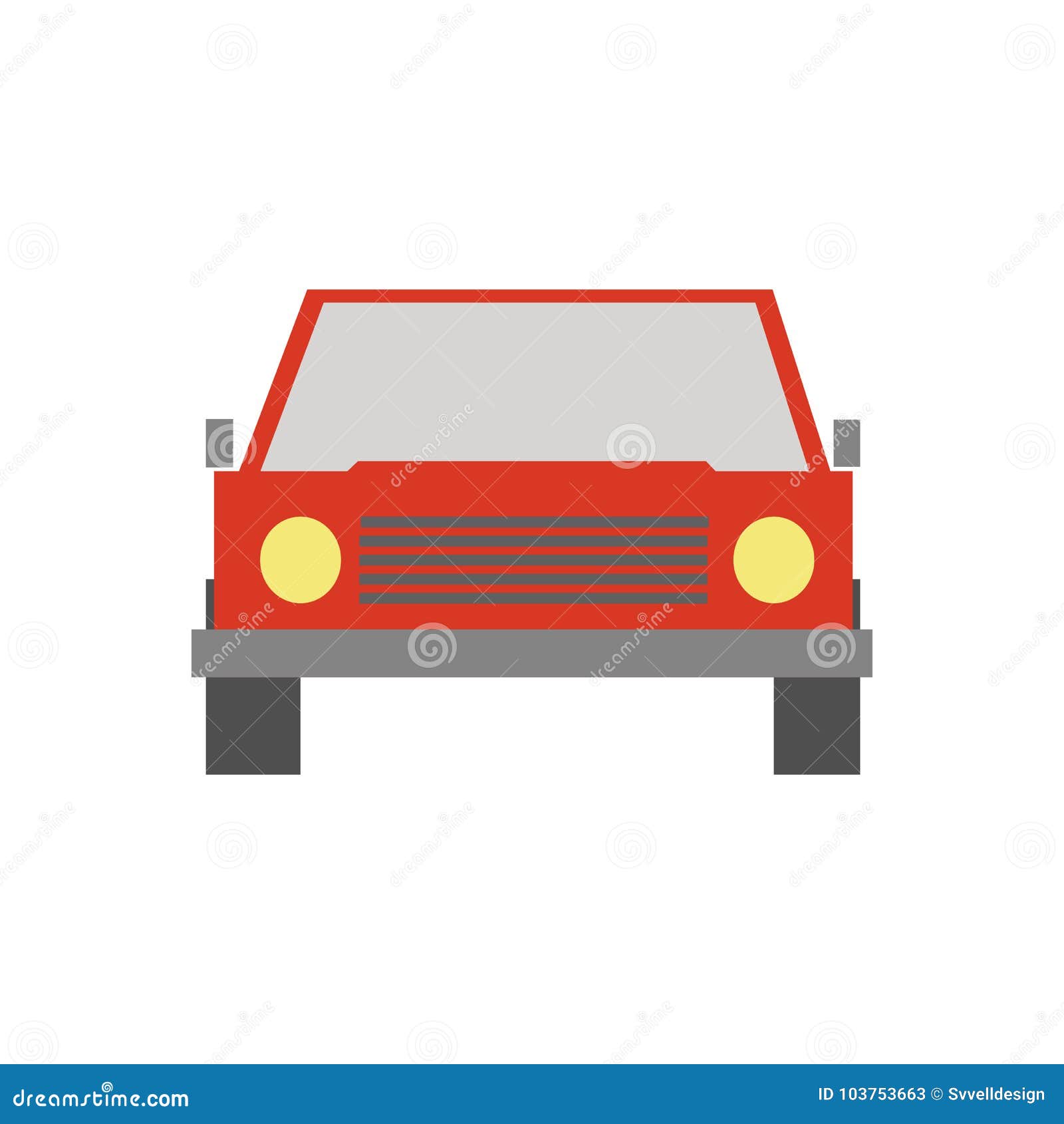 Simple Red Car Front stock vector. Illustration of transportation ...