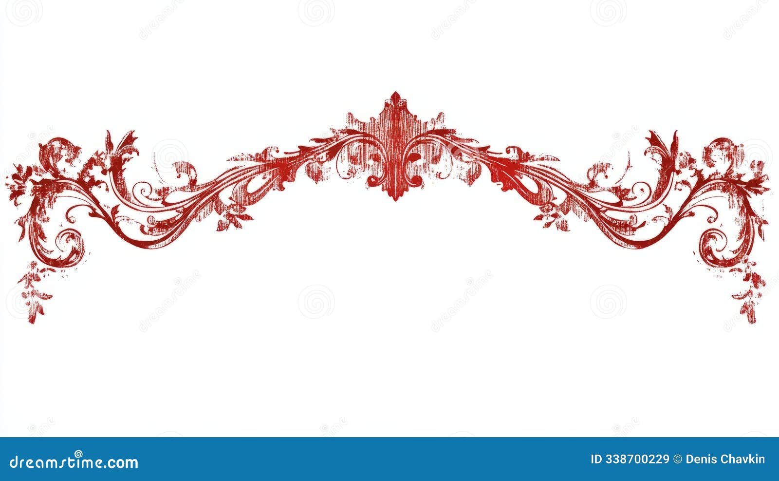 Simple Red Element with Ornamental Edges and White Background Stock ...