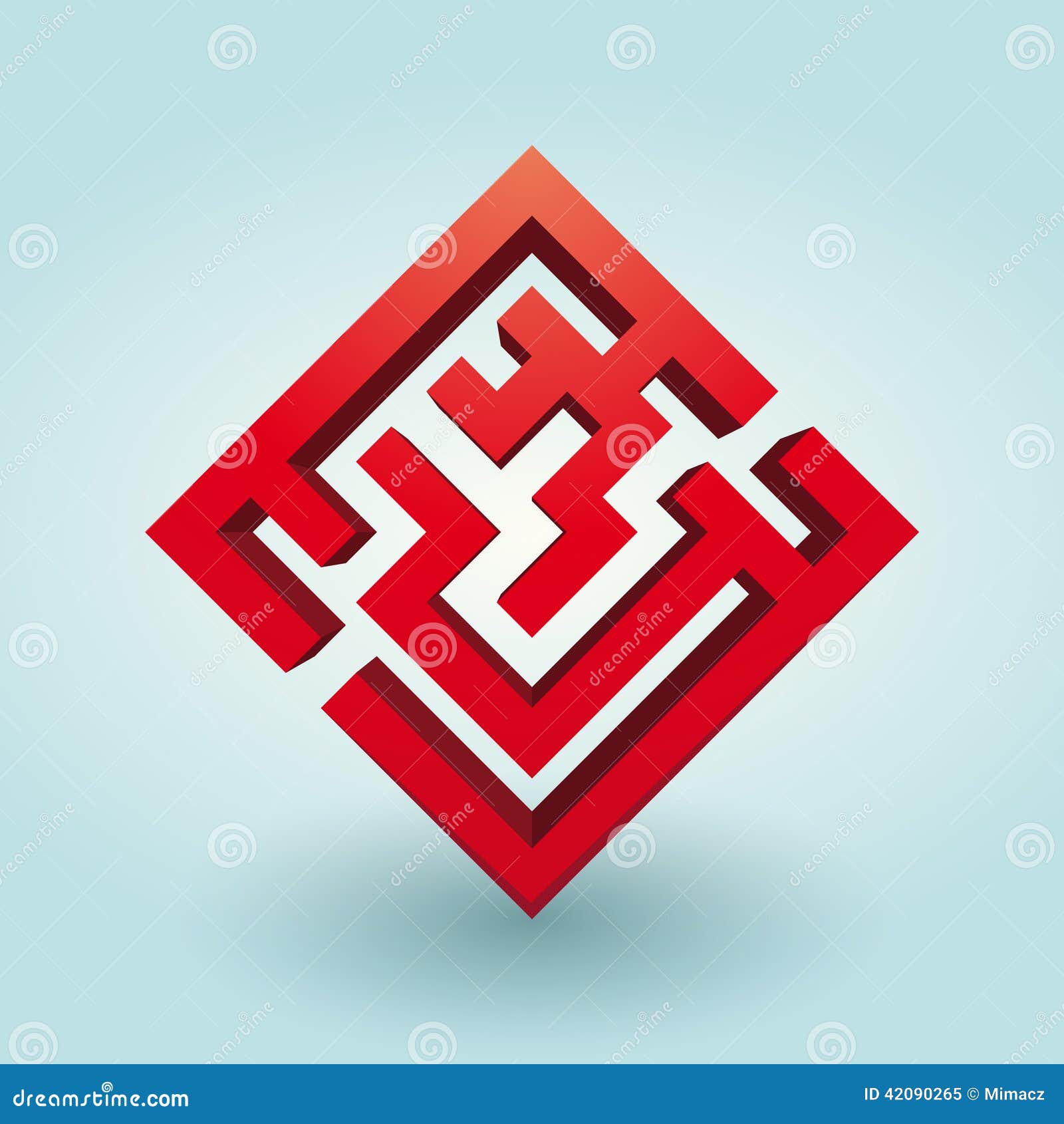 Simple red maze stock vector. Illustration of exit, abstract - 42090265