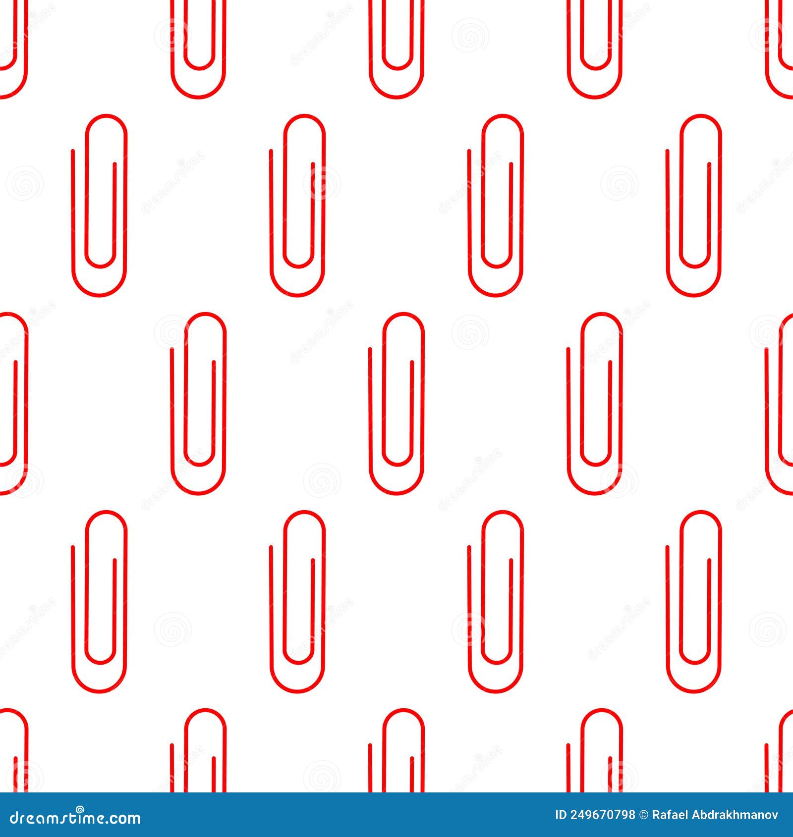 Simple Red Minimal Office Paper Clip Vector Outline Icon Seamless ...