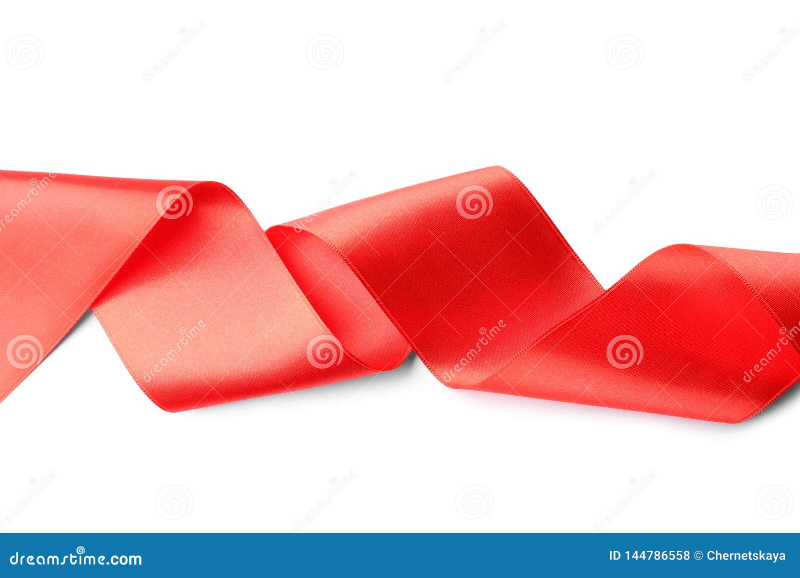 Simple Red Ribbon on White Background, Top View. Festive Stock Photo ...