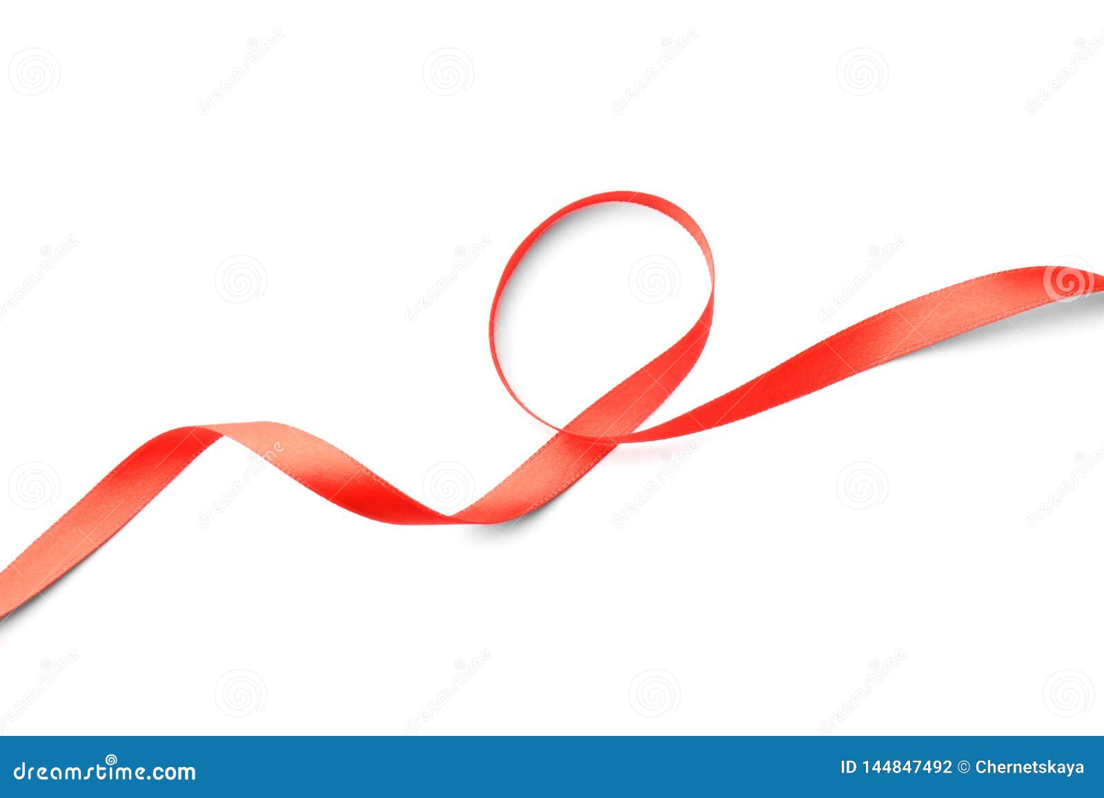 Simple Red Ribbon on White, Top View. Festive Decoration Stock Photo ...