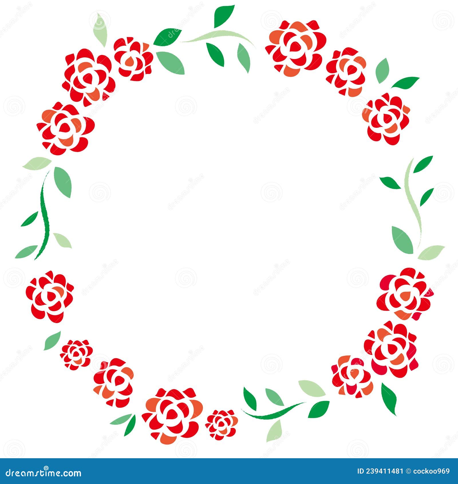 Simple Red Round Rose Frame Stock Vector - Illustration of marriage ...