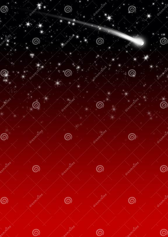 Simple Red Starry Night Sky Background with Falling Star Tail Stock ...