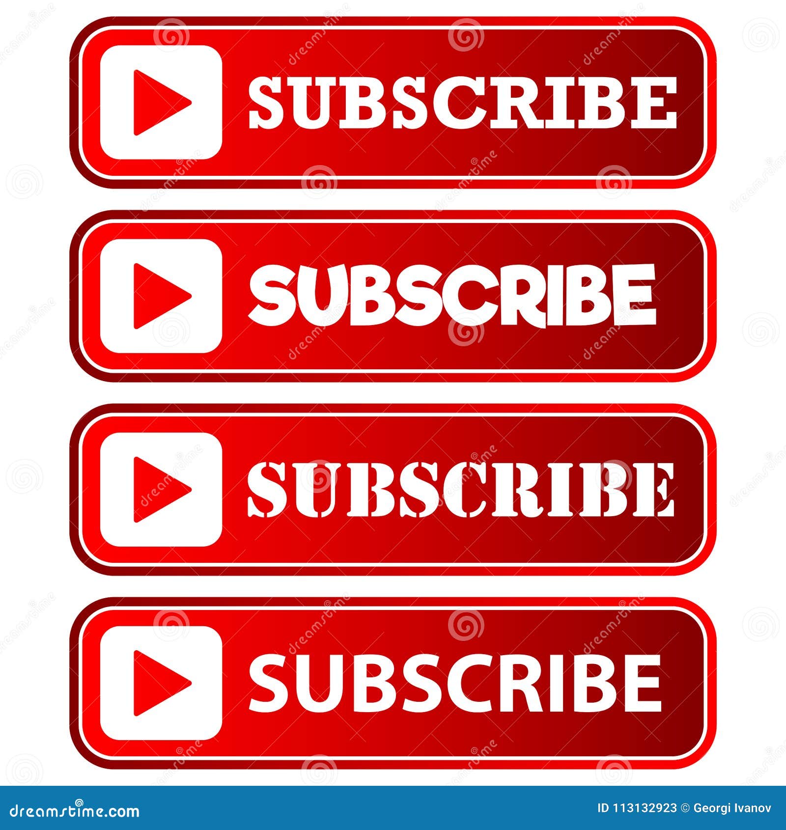 Simple, Red and White, Gradient `subscribe` Button. Four Different Font ...