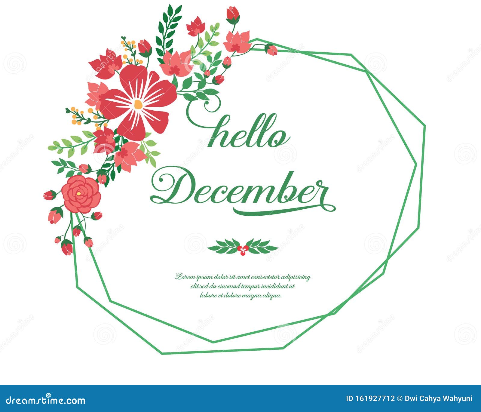 Simple Red Wreath Frame, for Elegant Card of Hello December. Vector ...