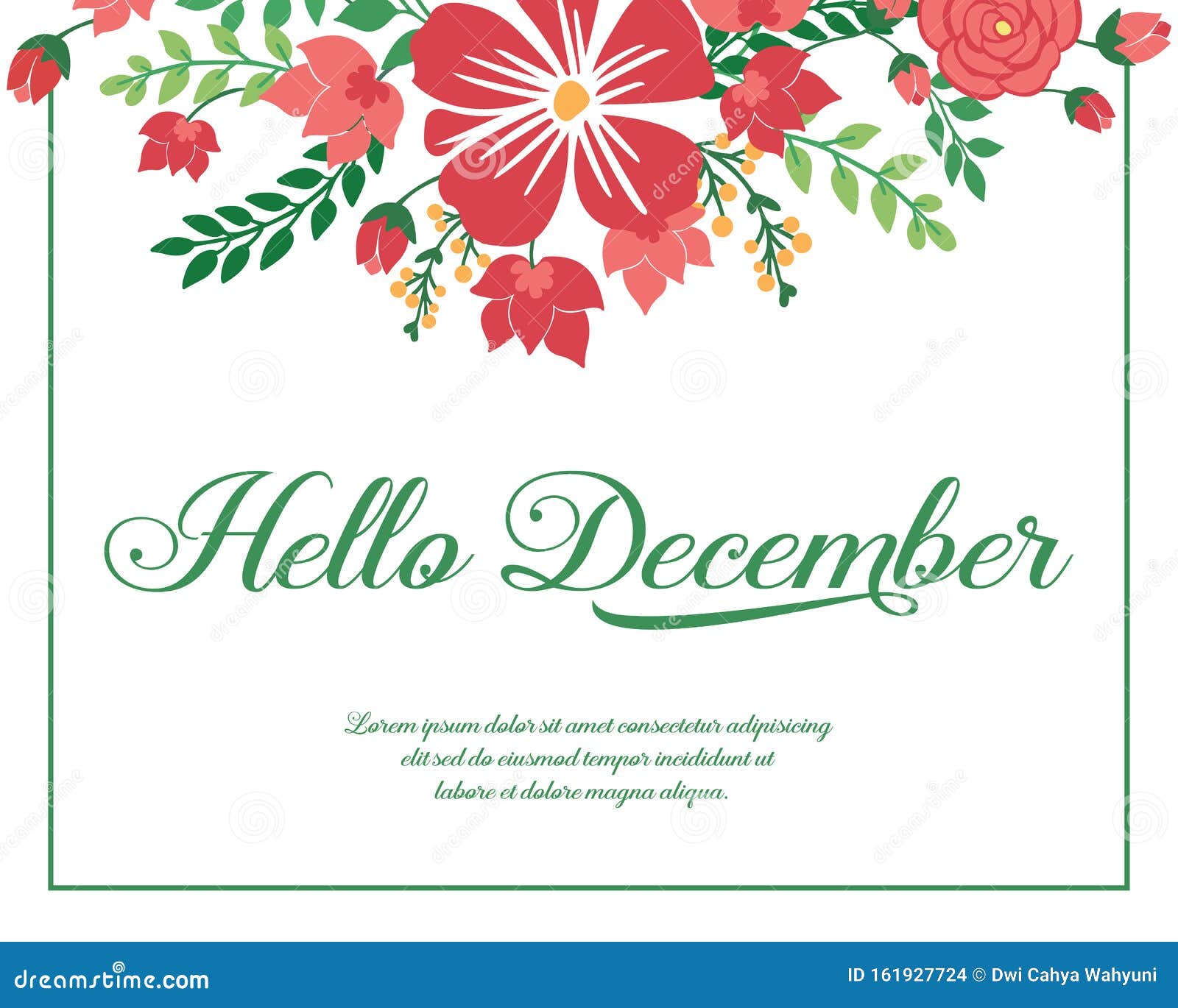 Simple Red Wreath Frame, for Elegant Card of Hello December. Vector ...