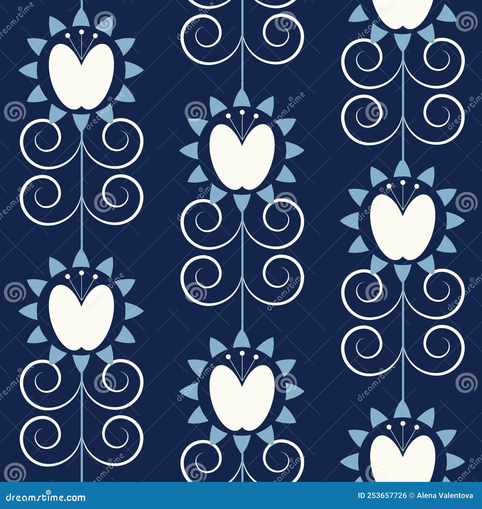 Simple Regular Graphic Design with Abstract Color Flowers. Stock ...