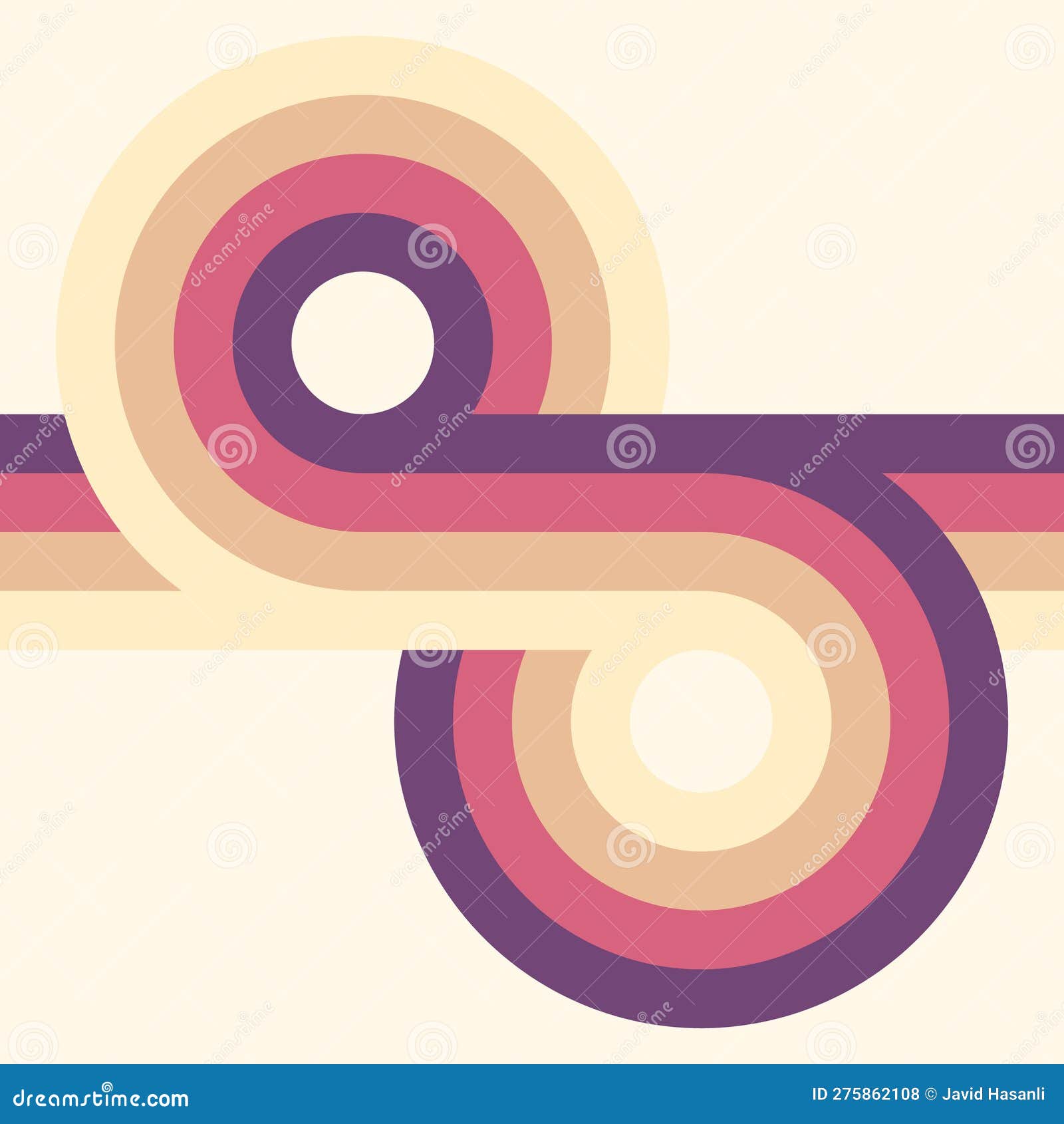 Simple Retro Background with Rounded Striped Design Element in Color ...