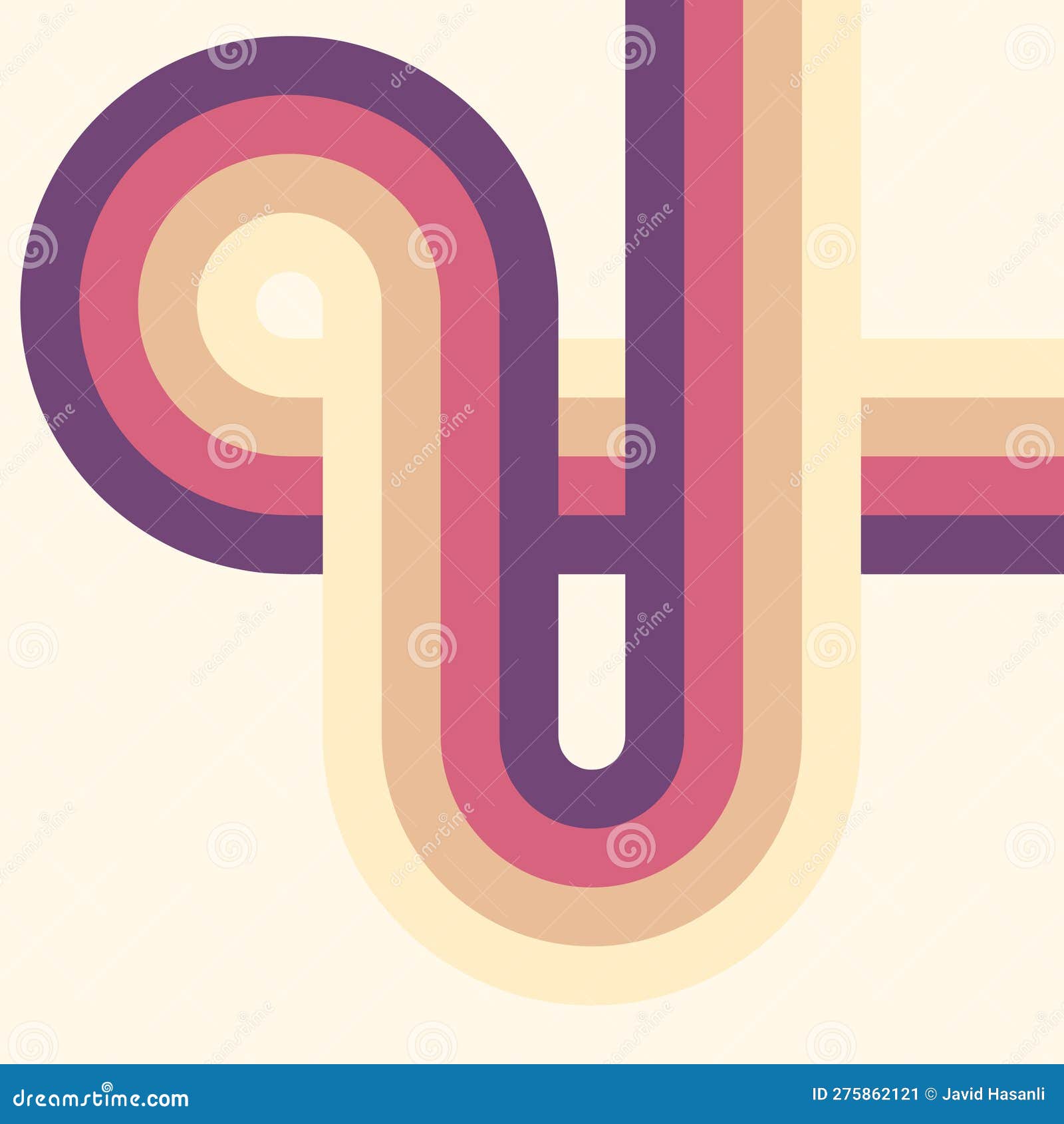 Simple Retro Background with Rounded Striped Design Element in Color ...