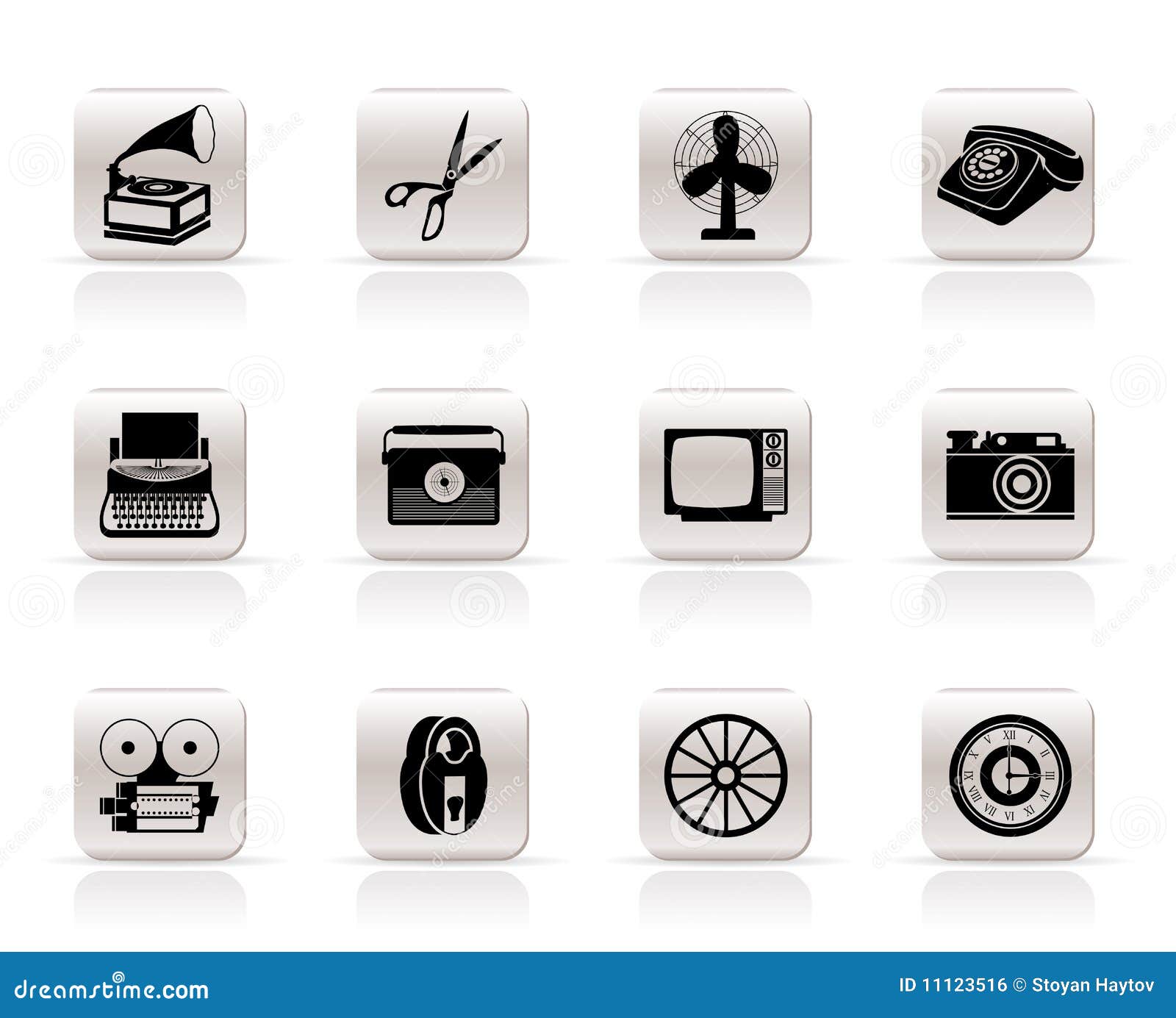 Simple Retro Business and Office Object Icons Stock Vector ...