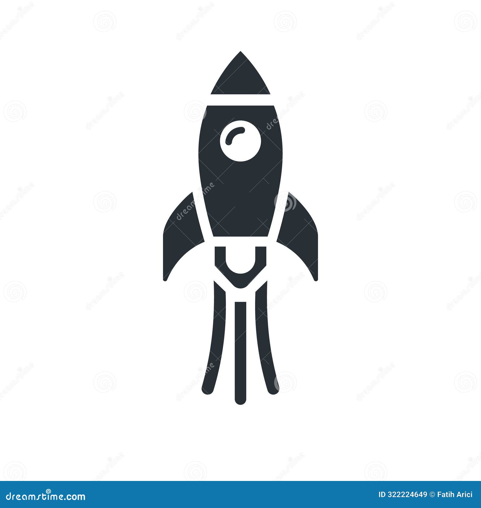 Simple Retro Spaceship Icon. Cartoon Rocket Spaceship Take Off. Stock ...
