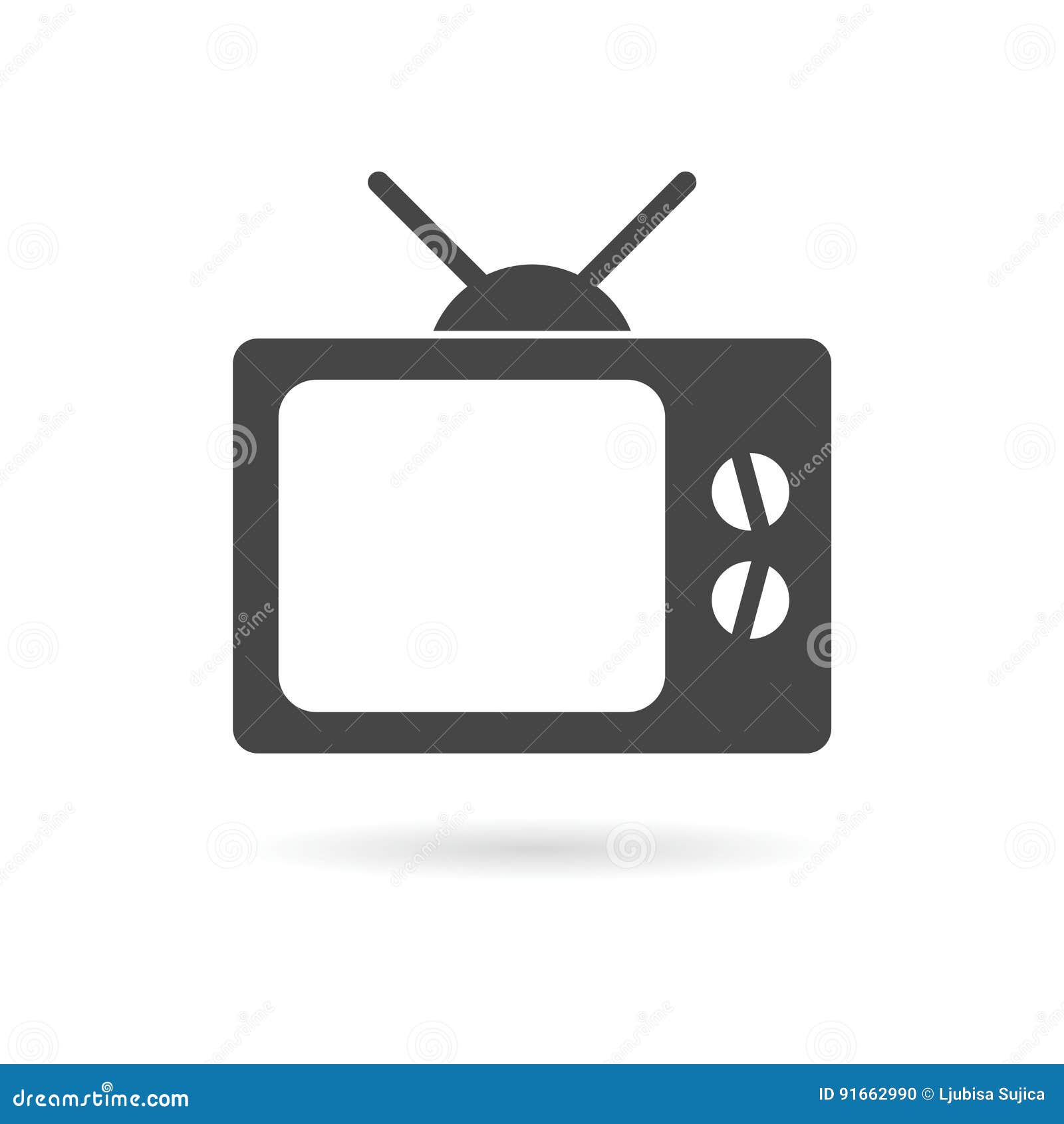 Simple Retro TV icon stock vector. Illustration of artistic - 91662990