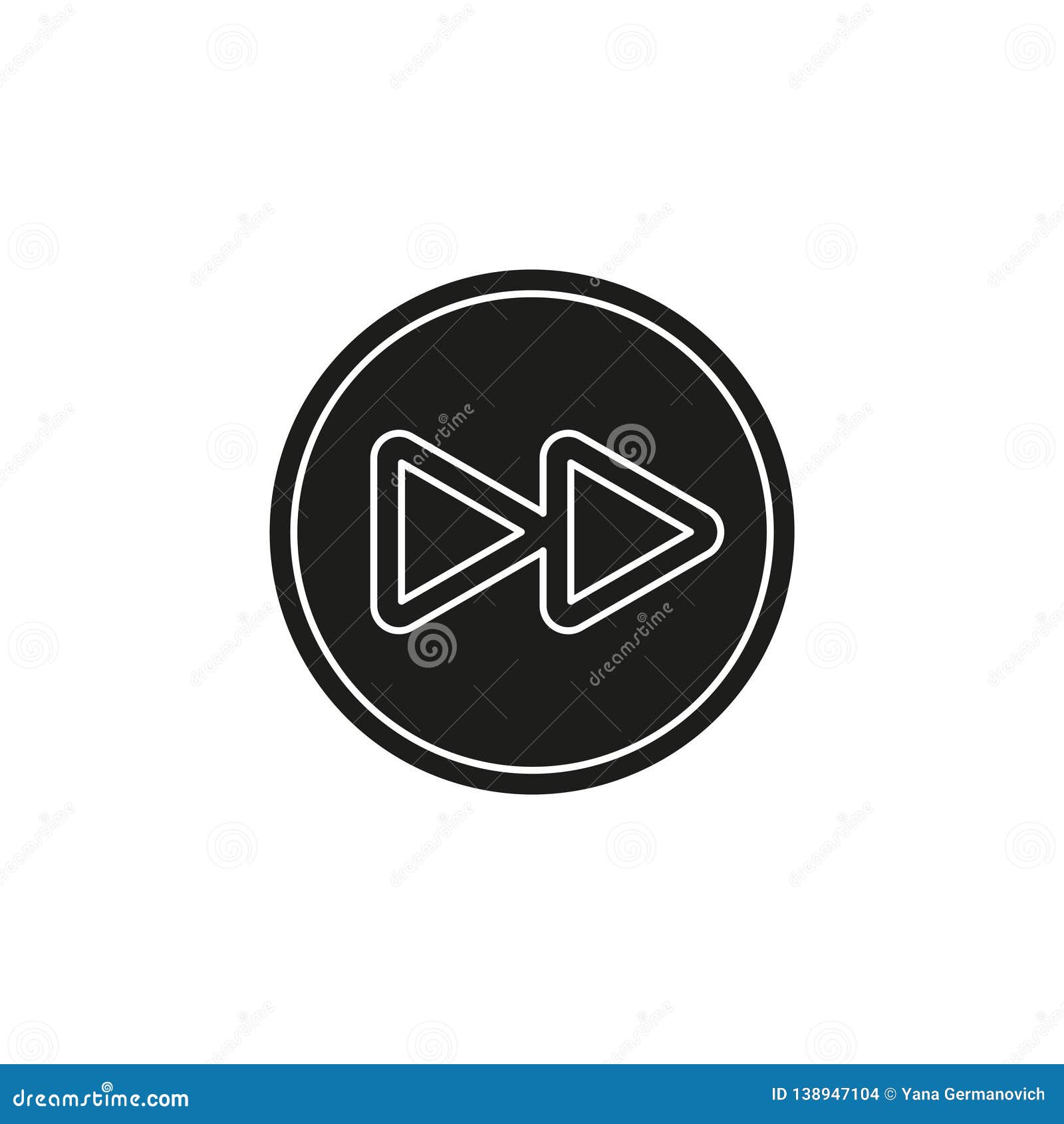 Simple Rewind Vector Icon stock illustration. Illustration of music - 138947104