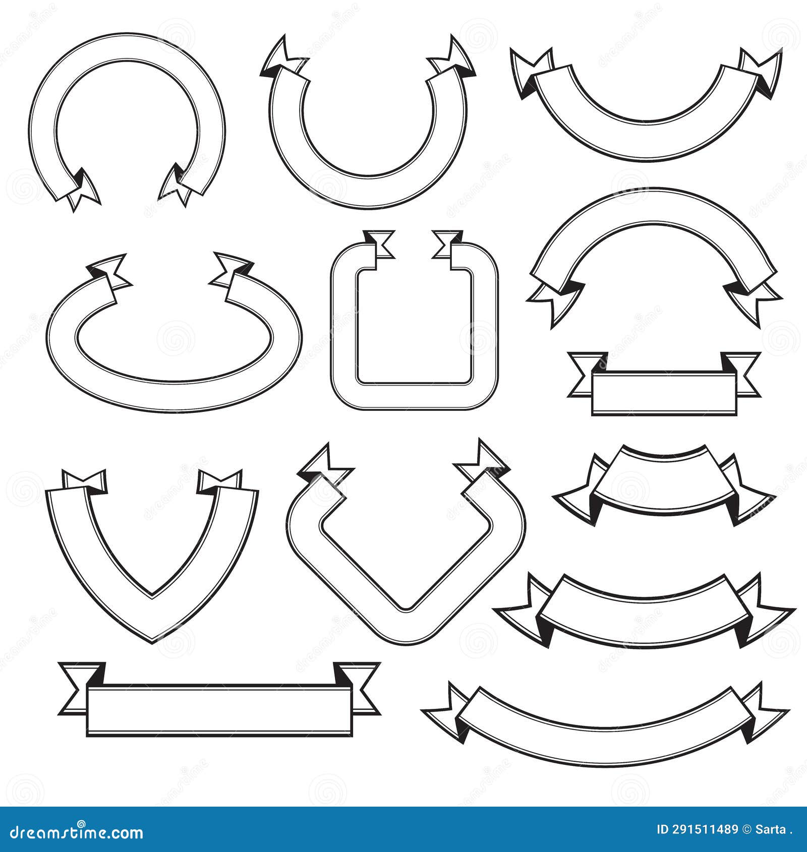 Simple Ribbon Vector Template Set Stock Illustration - Illustration of ...