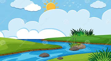 A simple river scene stock vector. Illustration of clipart - 150948890