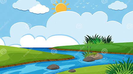 A simple river scene stock vector. Illustration of clipart - 150948890