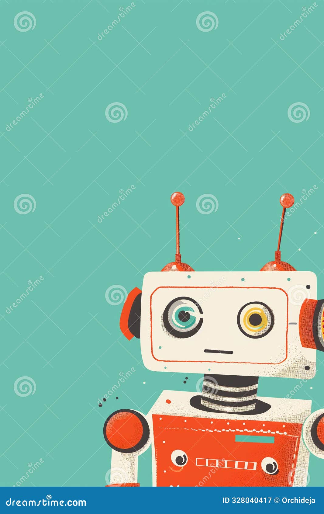 A Simple Robot with Copy Space on a Turquoise Background. Generative AI ...