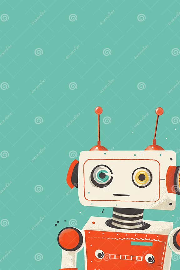 A Simple Robot with Copy Space on a Turquoise Background. Generative AI ...