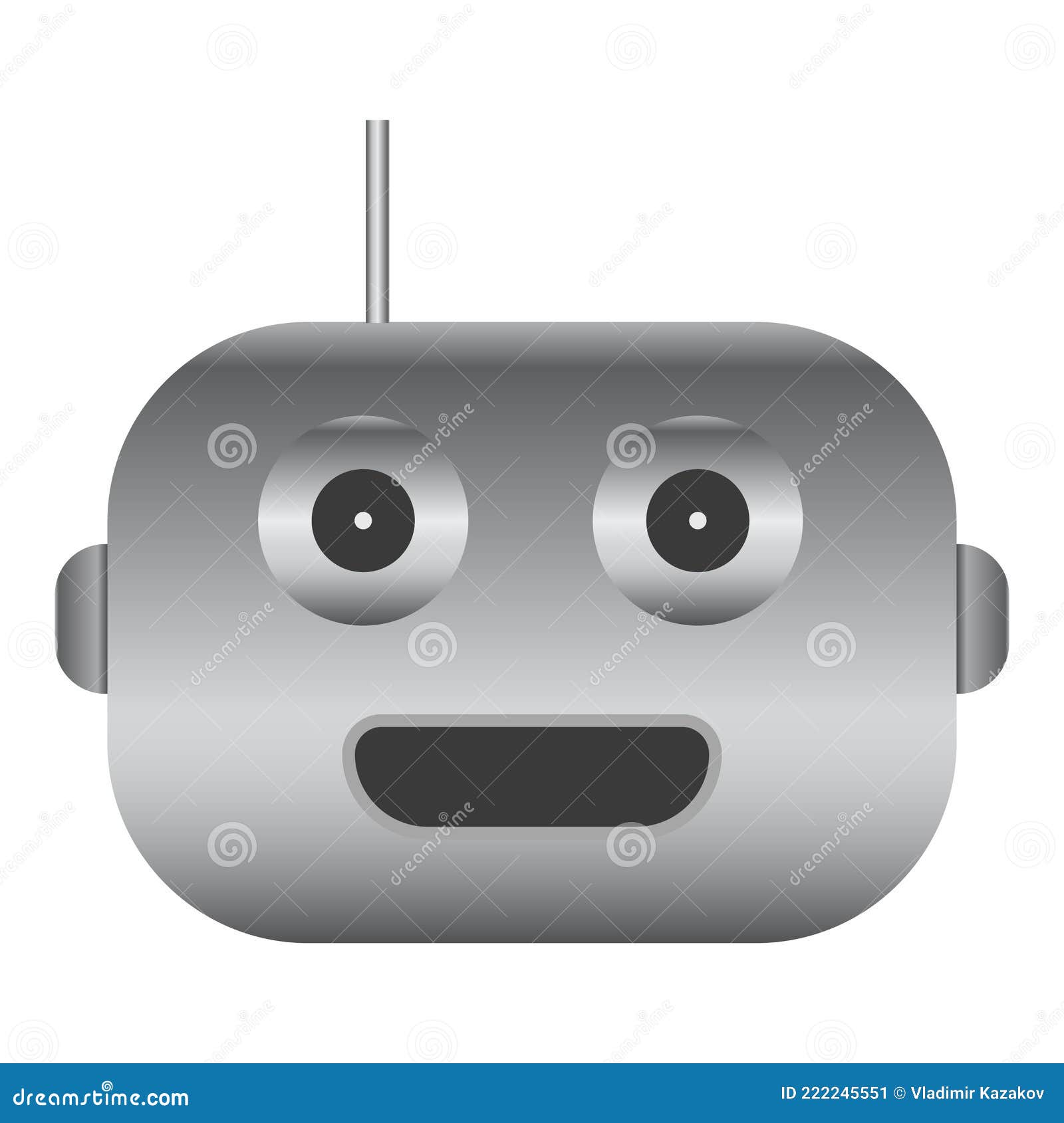 Simple Robot Head with Gray Gradient Isolated on White. Stock Vector ...