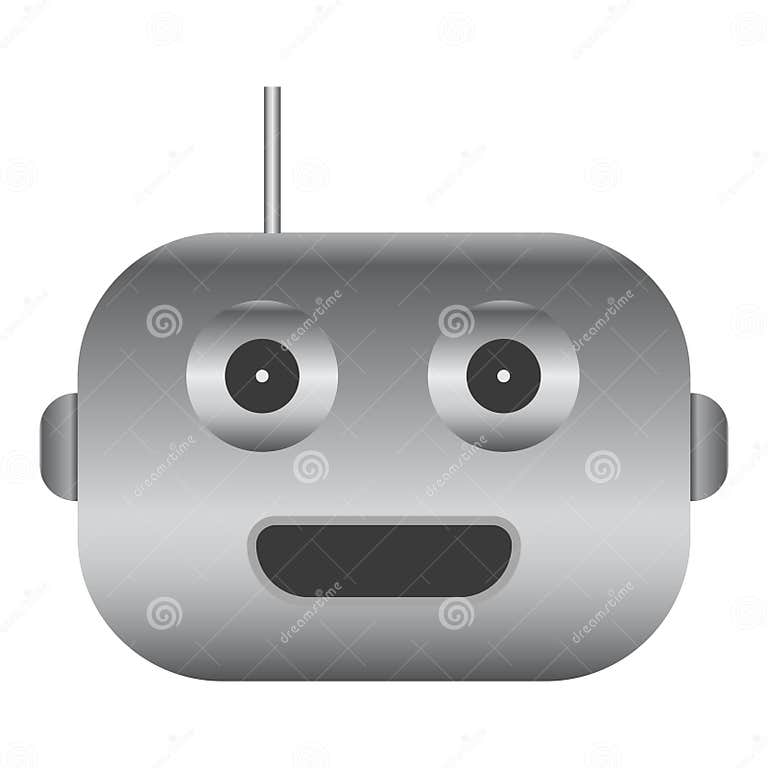 Simple Robot Head with Gray Gradient Isolated on White. Stock Vector ...