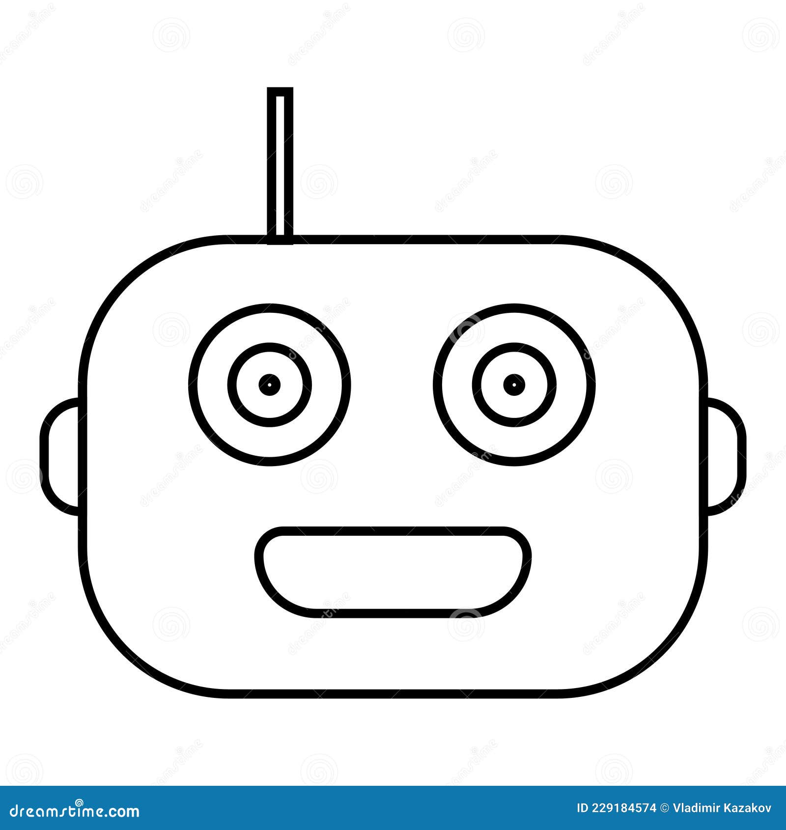 Simple Robot Head Outline Isolated on White. Stock Vector ...