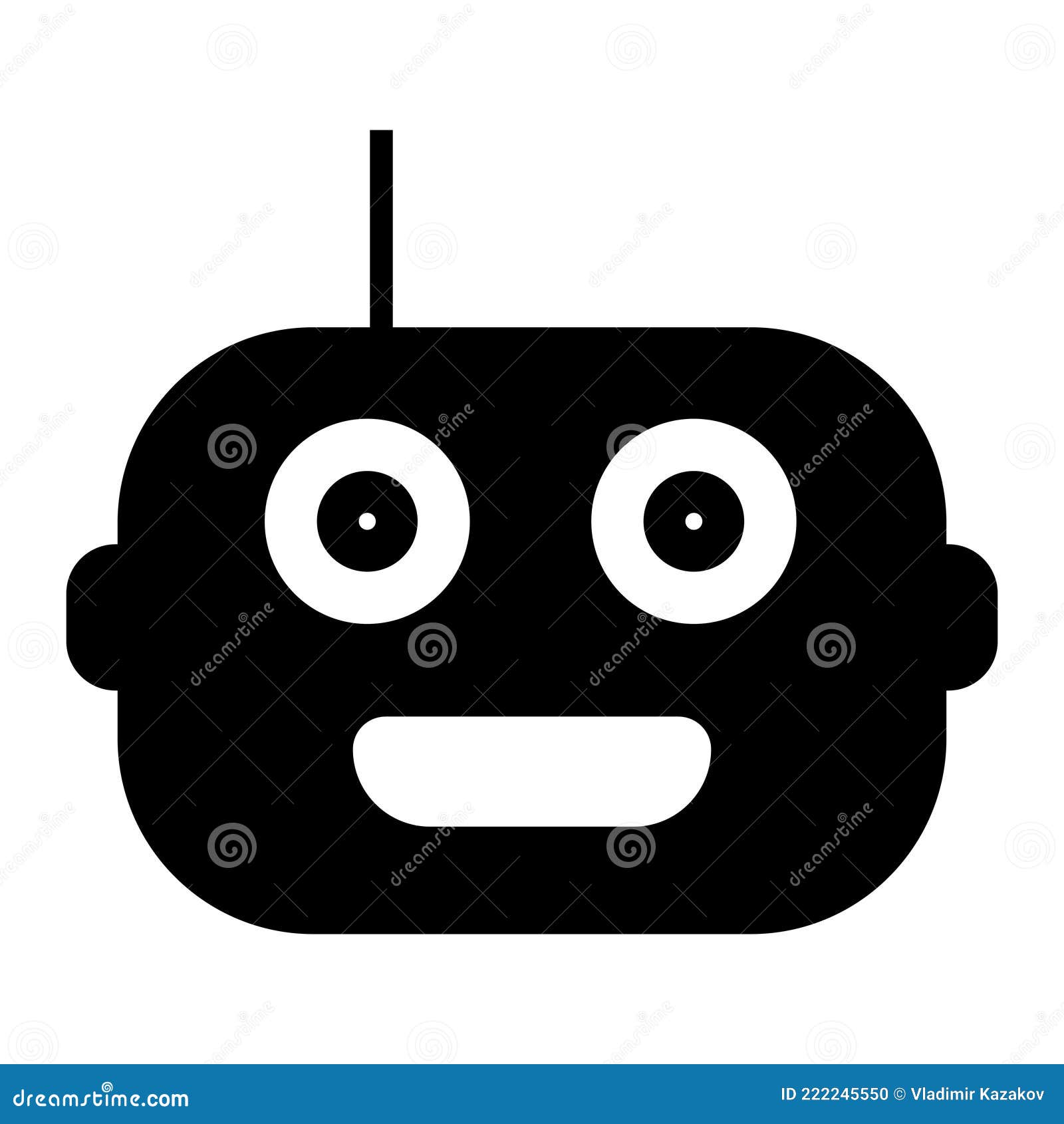 Simple Robot Head Silhouette Isolated On White. Vector Illustration ...