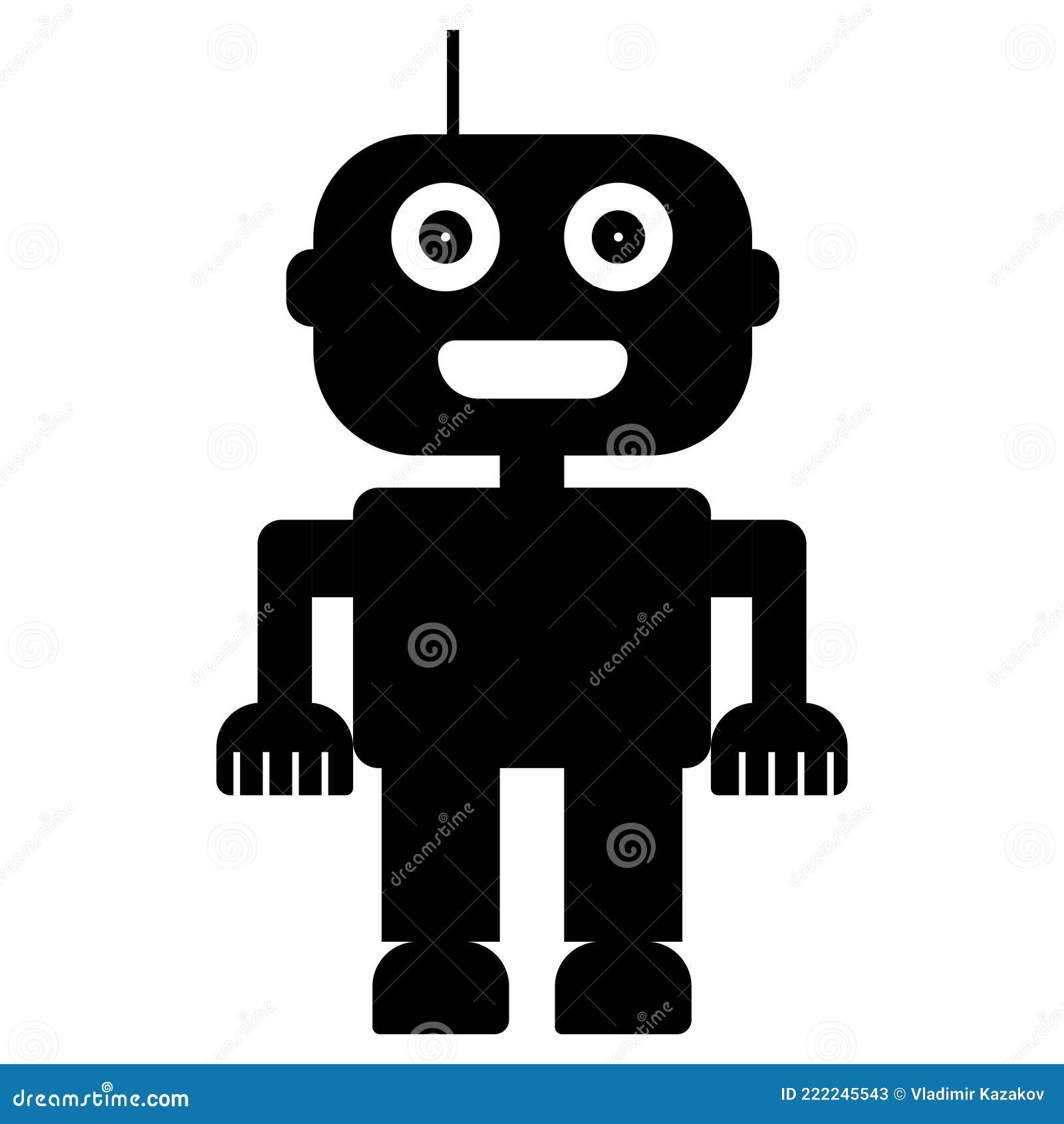 Simple Robot Silhouette Isolated on White. Stock Vector - Illustration ...