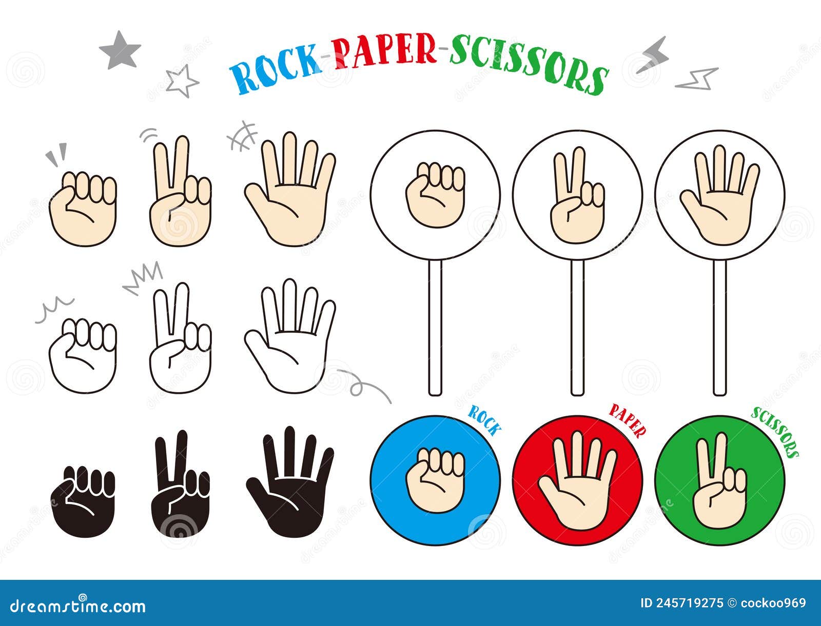 Simple Rock-paper-scissors Hand Stock Illustration - Illustration of ...