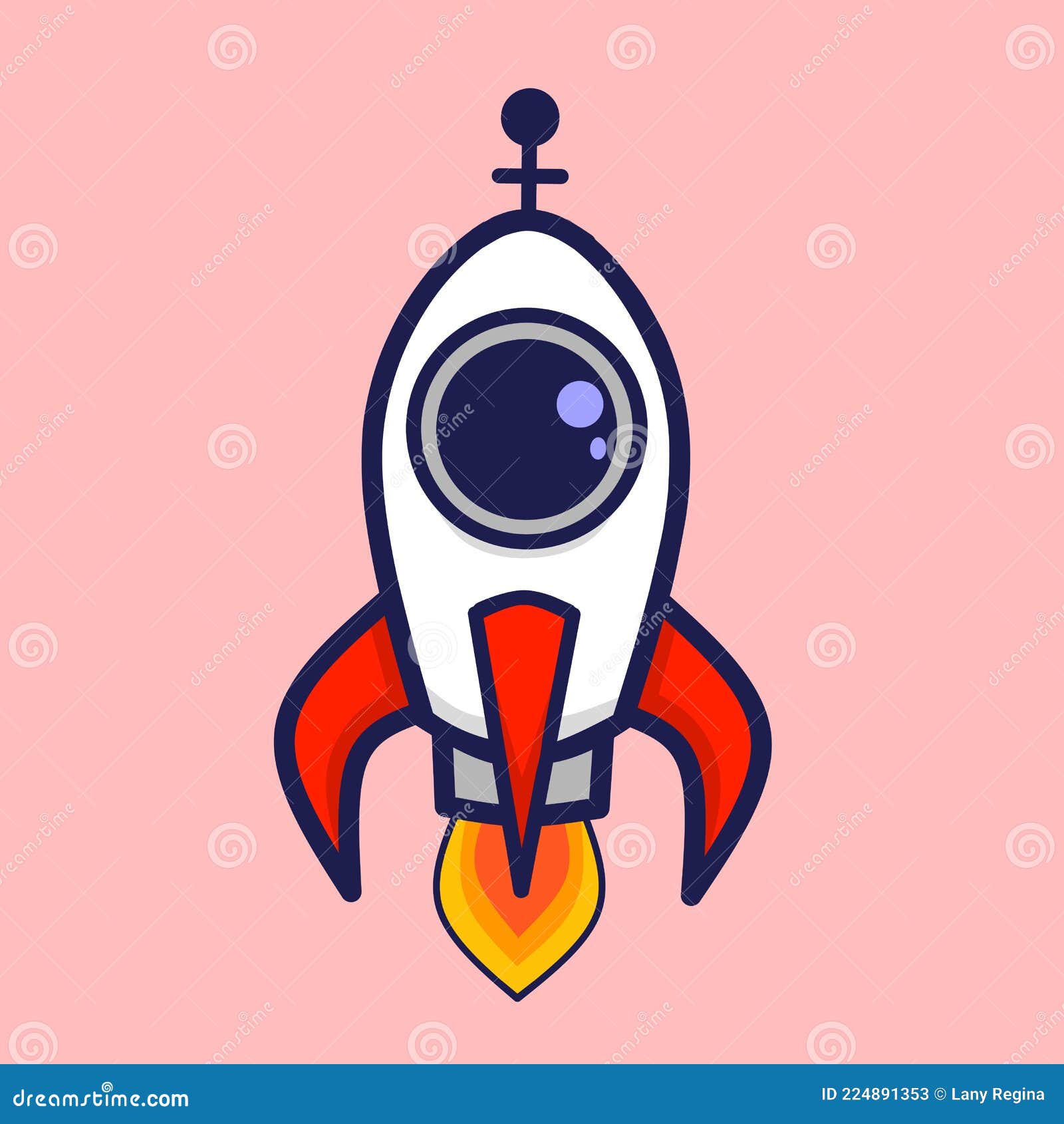 A Simple Rocket Cartoon Design Stock Illustration - Illustration of ...