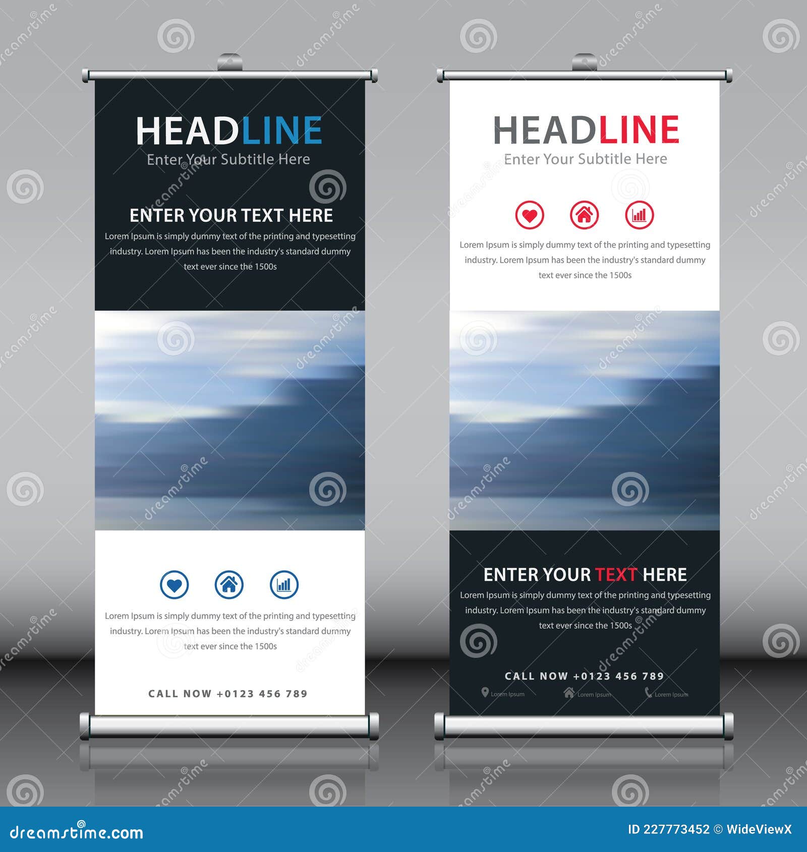 Simple Roll Up Banner Vector Design Template Collection with Black ...
