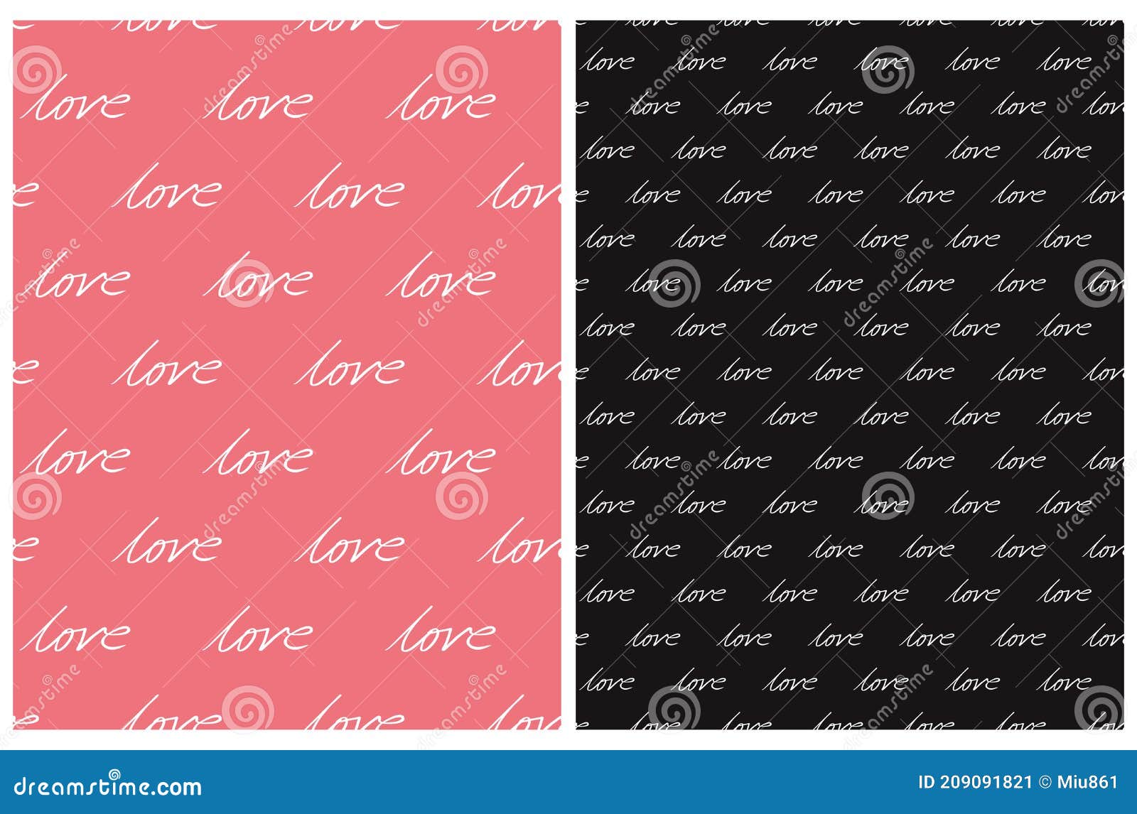 Simple Romantic Seamless Vector Patterns with White Handwritten Love ...