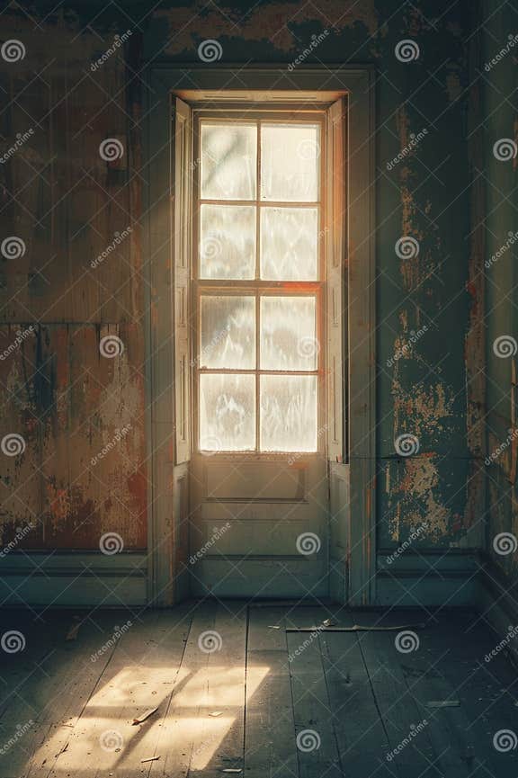 A Simple Room with a Door and a Window Stock Photo - Image of interior ...