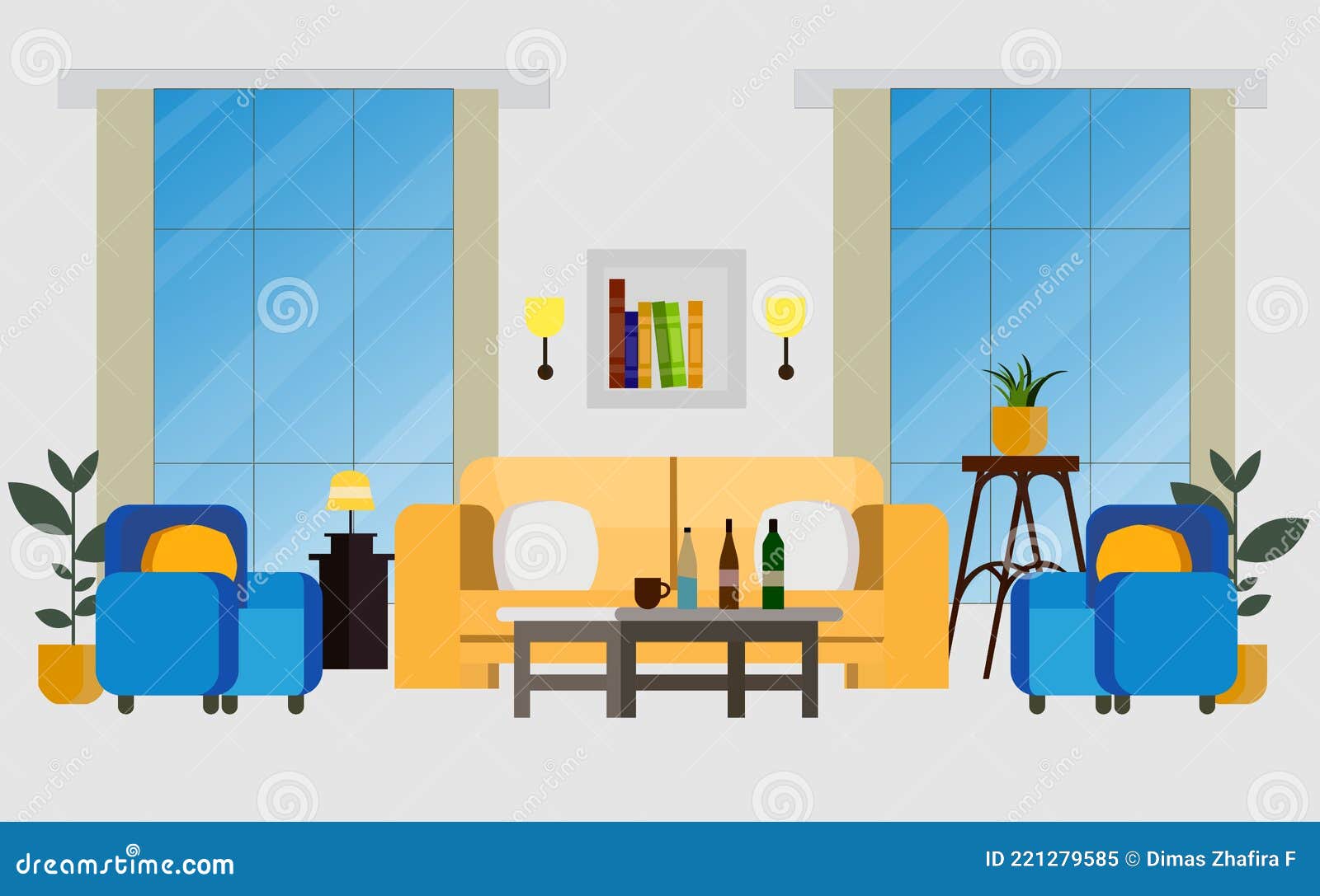 Simple Room Flat Design Background Stock Vector - Illustration of ...