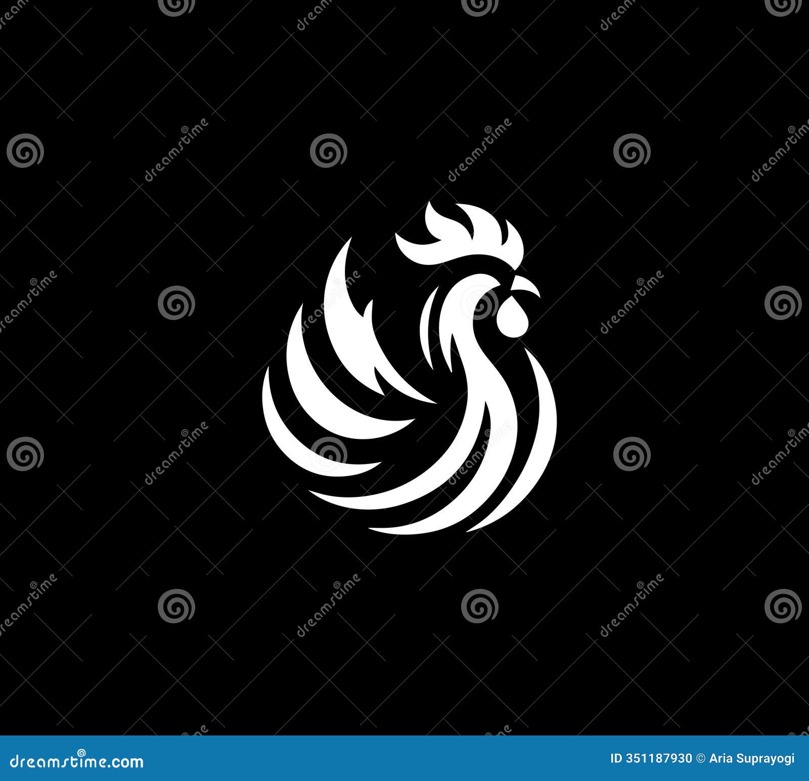 Rooster Negative Space Logo With Bird Head Cartoon Vector ...