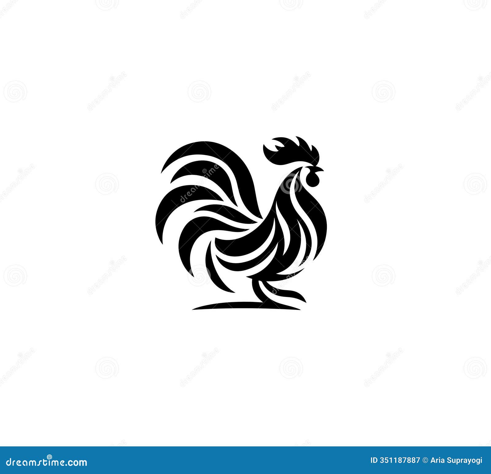 Rooster Negative Space Logo With Bird Head Cartoon Vector ...