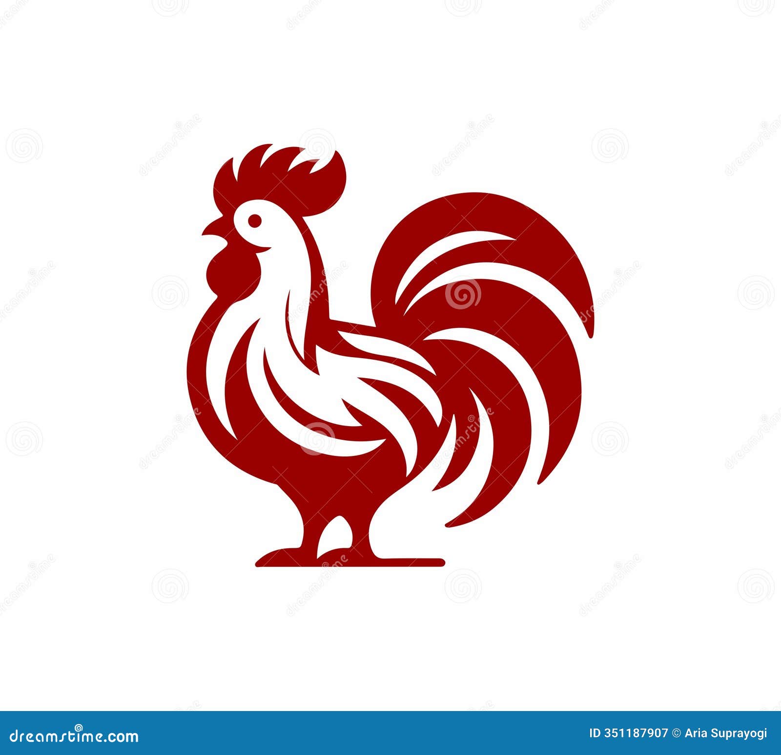 Simple Rooster Chicken Logo Flat Negative Space Stock Vector ...