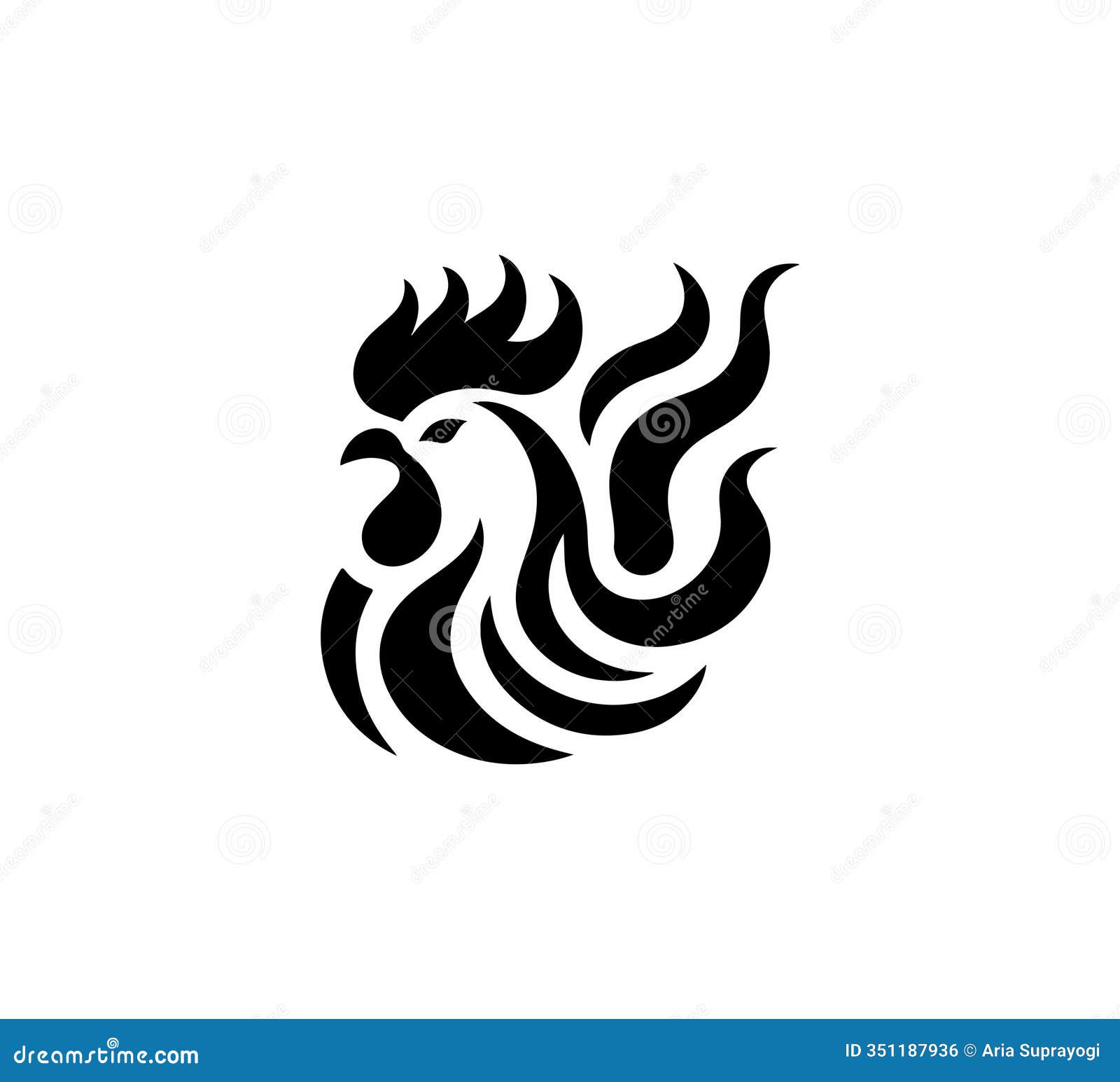Simple Rooster Chicken Logo Flat Negative Space Stock Vector ...